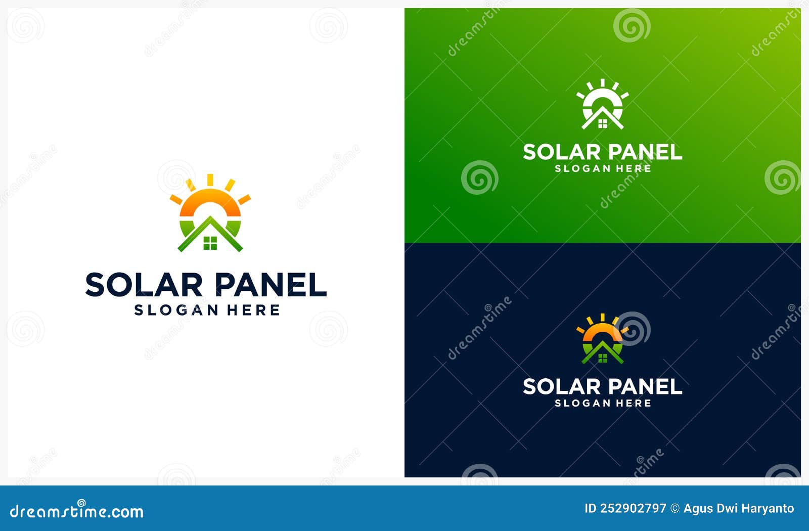 Solar Panel Logo with House Concept, Solar Energy Logo Template Stock ...