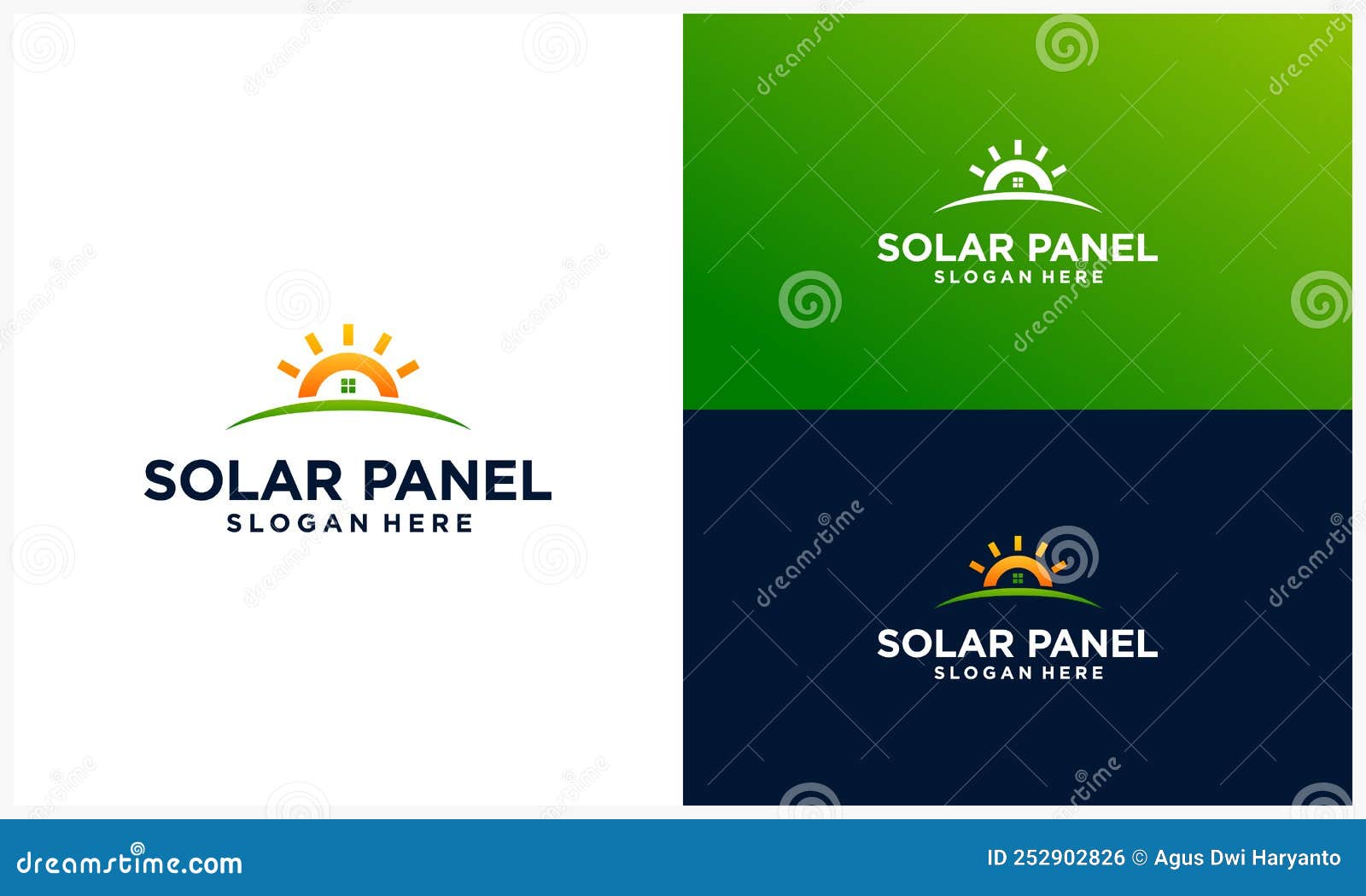 Solar Panel Logo with House Concept, Solar Energy Logo Template Stock ...