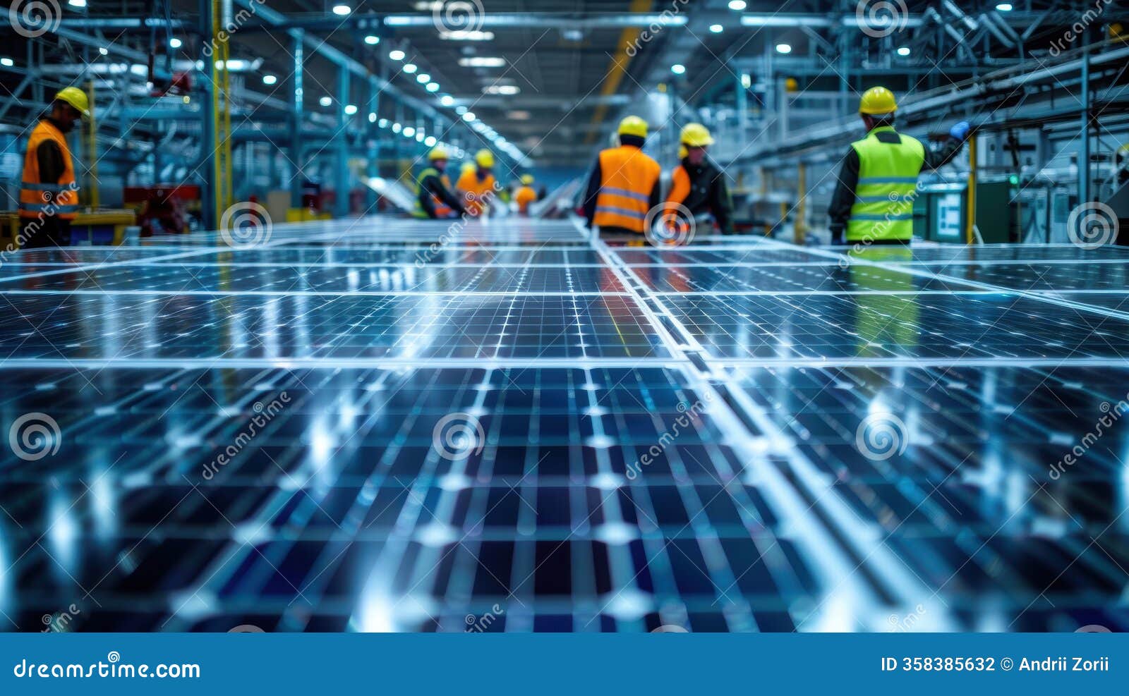 Solar Panel Manufacturing Plant with Diverse Workers Ensuring Quality ...