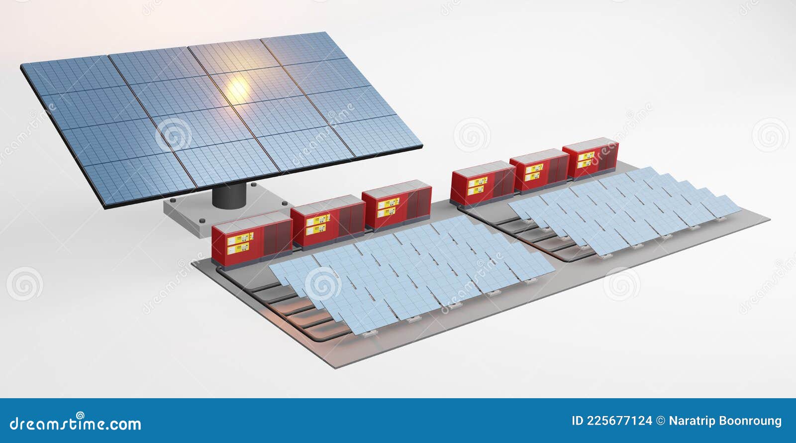 Solar Panel Mockup of Electric Storage Center Solar Energy 3d ...
