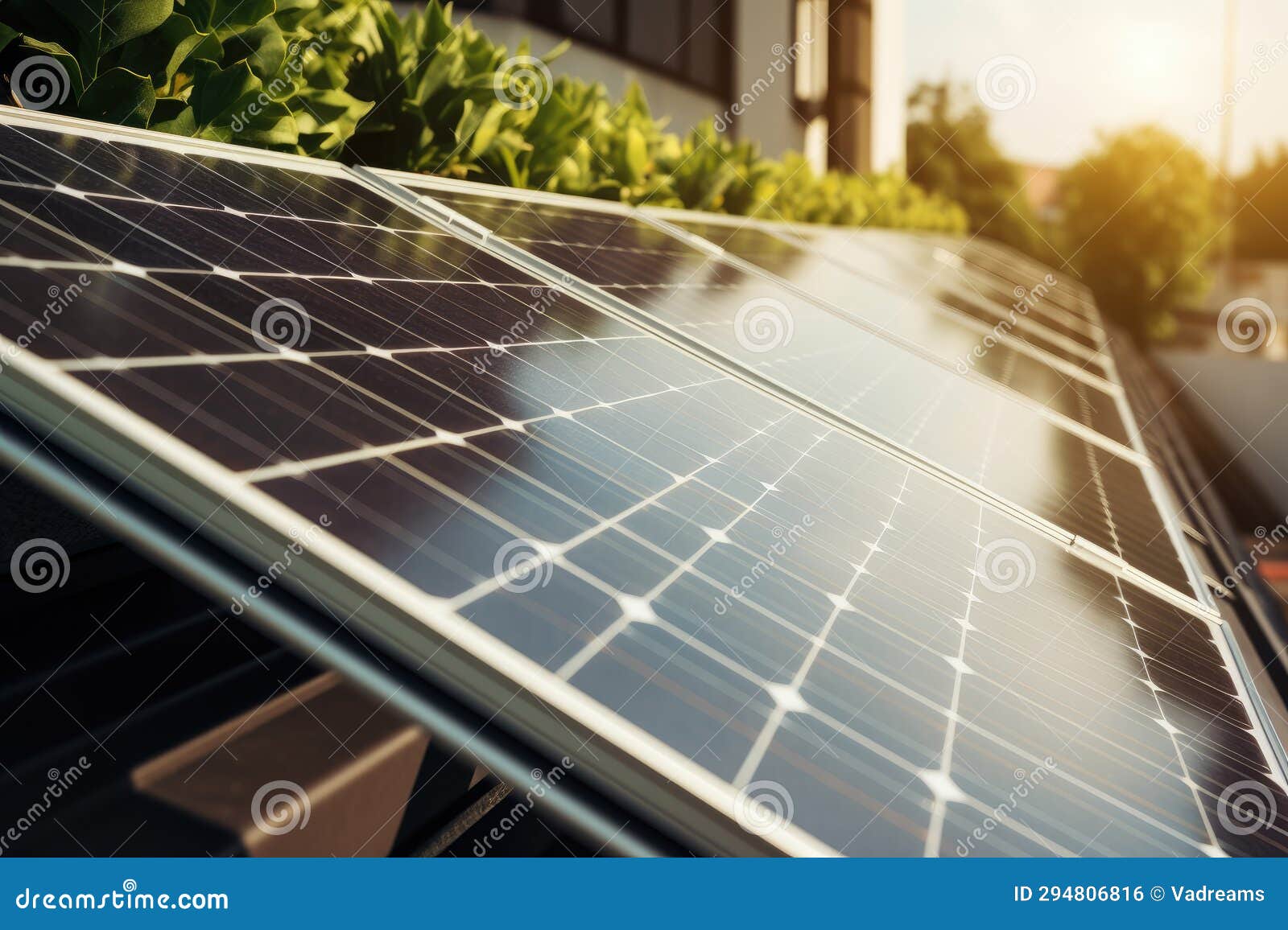 Solar Panel on Modern Apartment Building Facade in City. Stock Photo ...