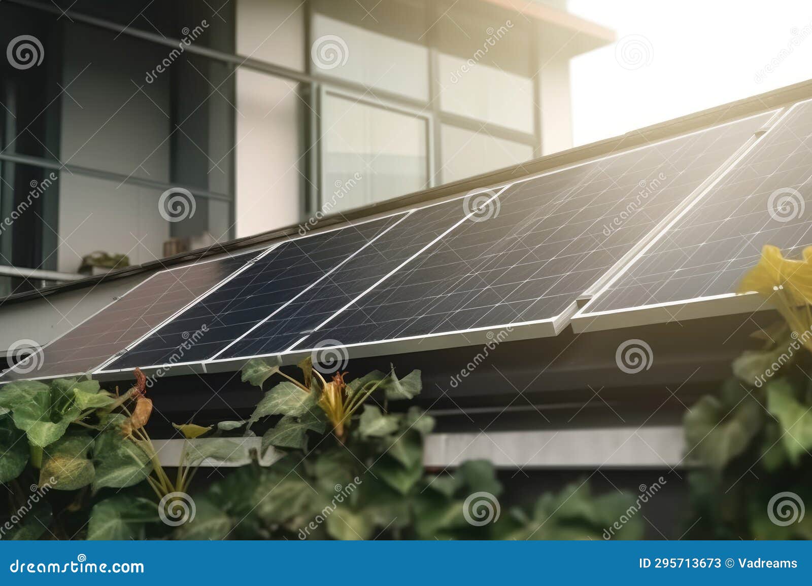 Solar Panel on Modern Apartment Building Facade in City. Stock Image ...