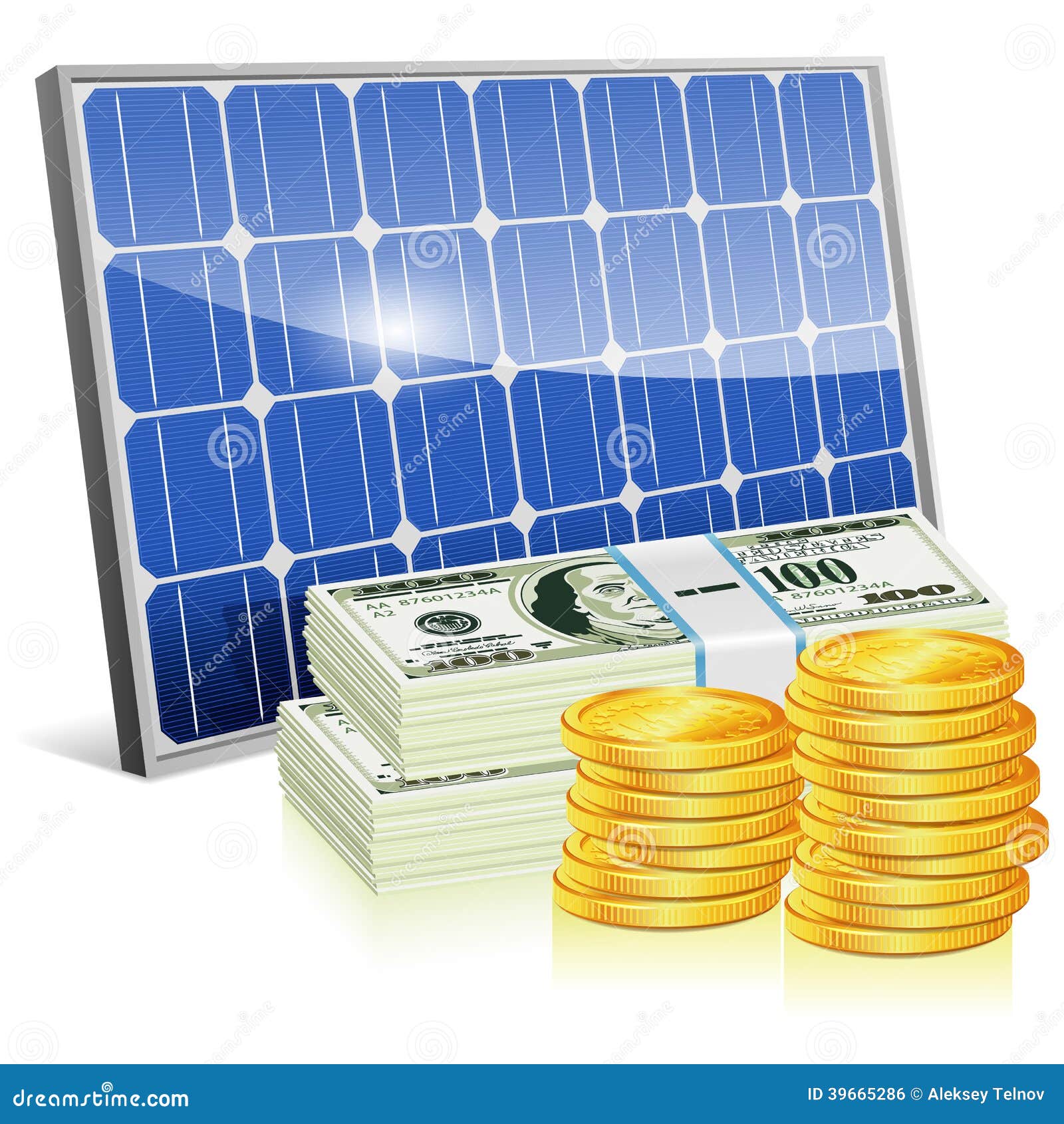 Solar Panel with Money stock vector. Illustration of effective - 39665286