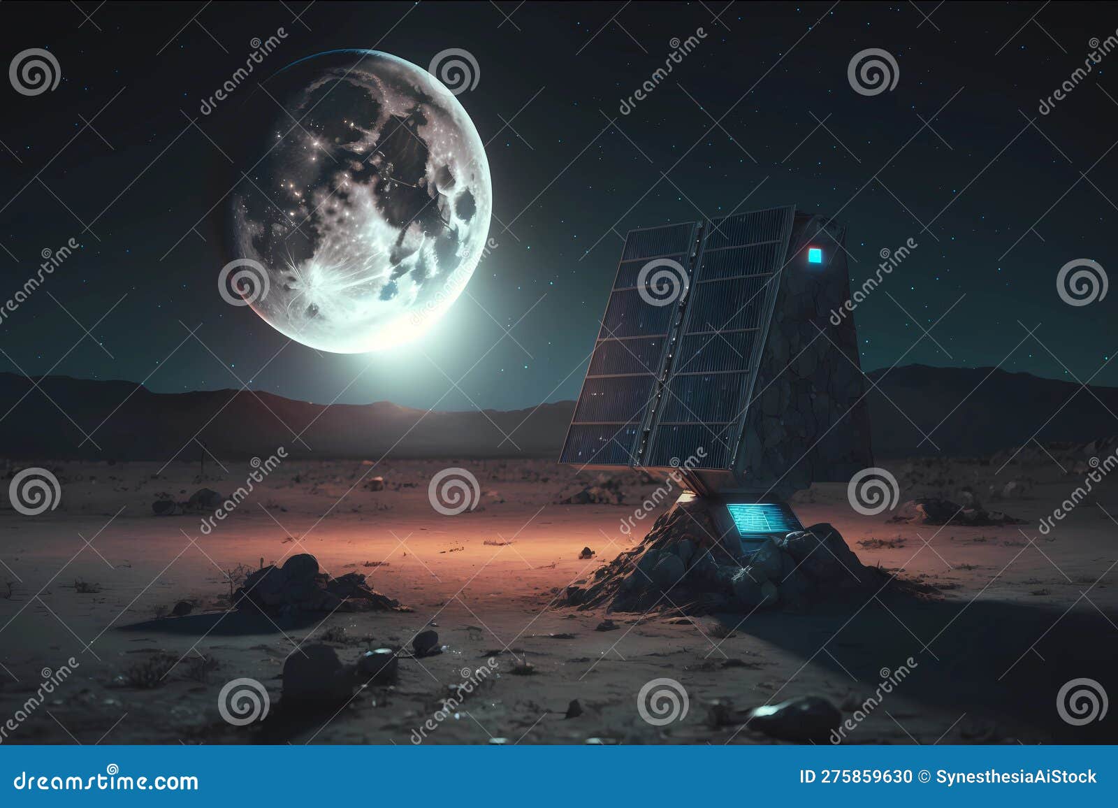 Solar Panel on the Moon Lunar. Eco Environmental Solution for Global ...