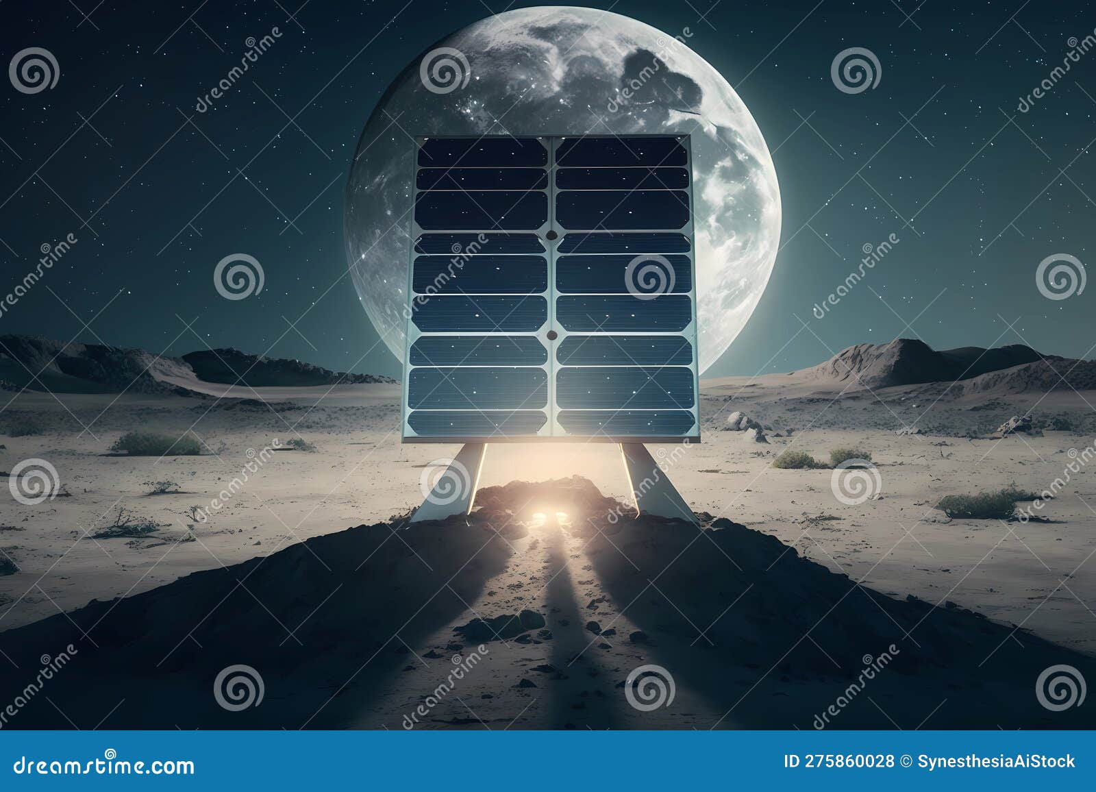 Solar Panel on the Moon Lunar. Eco Environmental Solution for Global ...