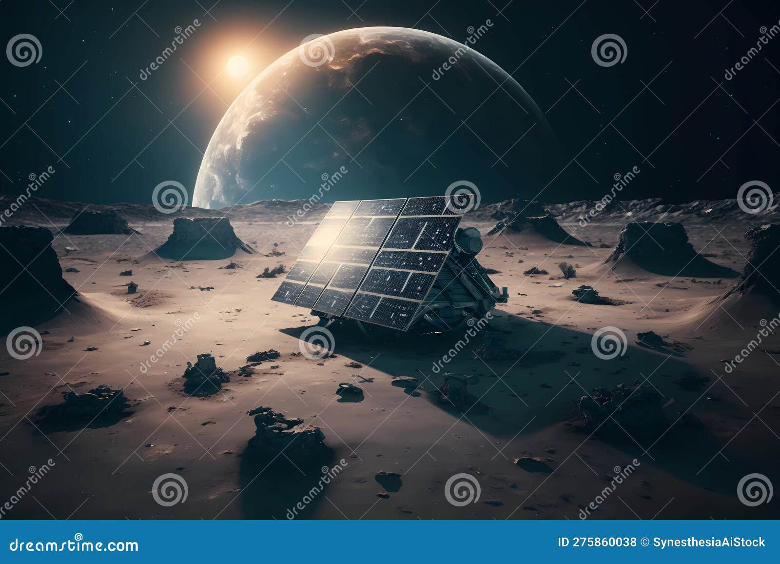 Solar Panel on the Moon Lunar. Eco Environmental Solution for Global ...