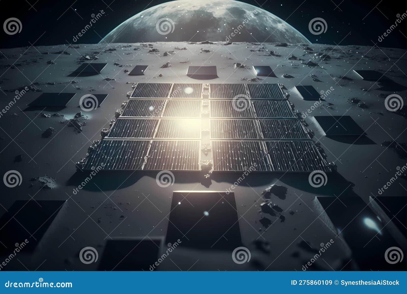 Solar Panel on the Moon Lunar. Eco Environmental Solution for Global ...