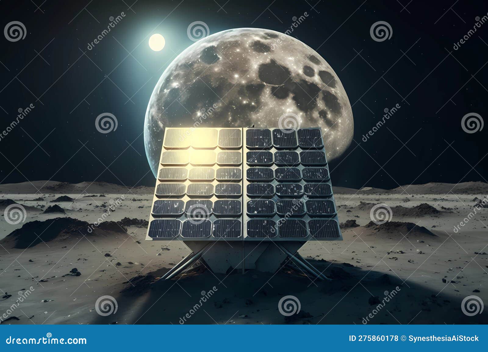 Solar Panel on the Moon Lunar. Eco Environmental Solution for Global ...