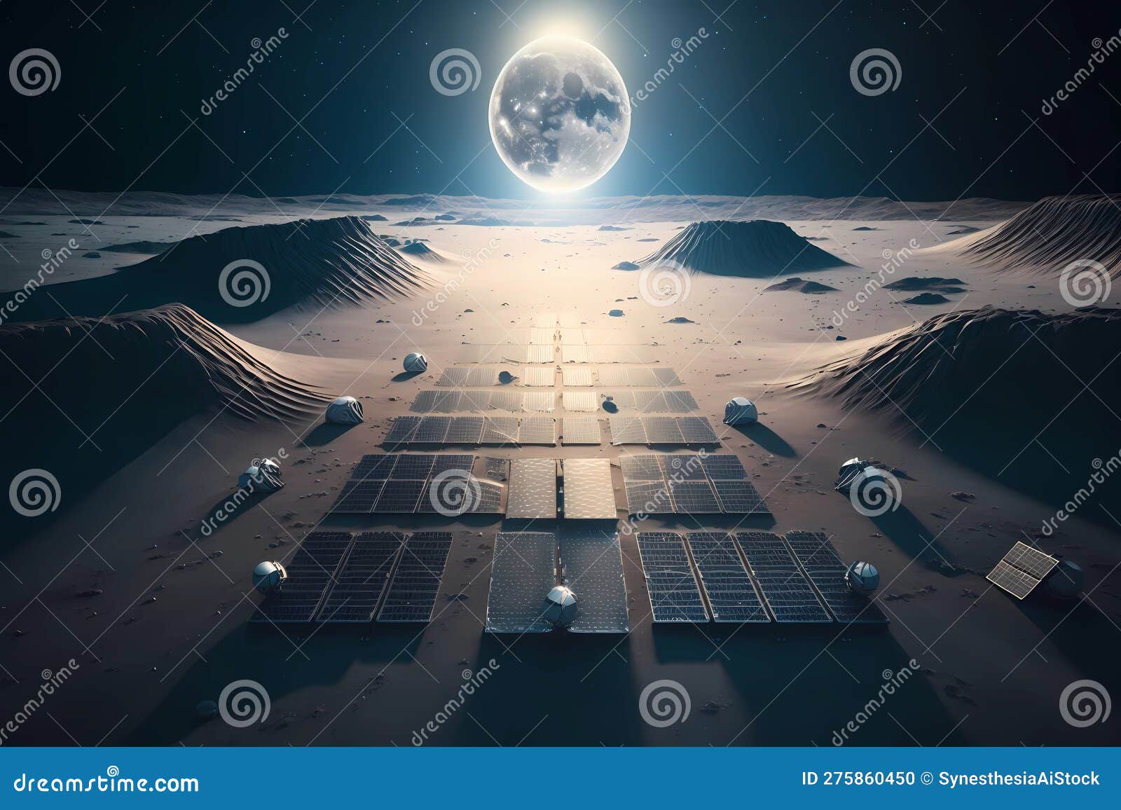Solar Panel on the Moon Lunar. Eco Environmental Solution for Global ...
