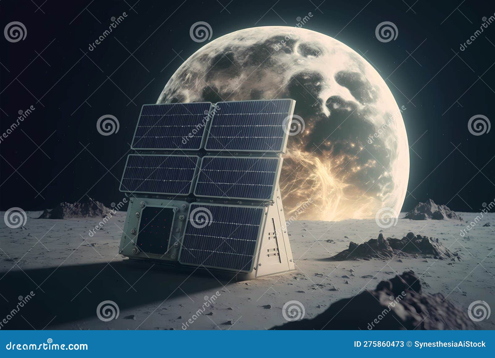 Solar Panel on the Moon Lunar. Eco Environmental Solution for Global ...