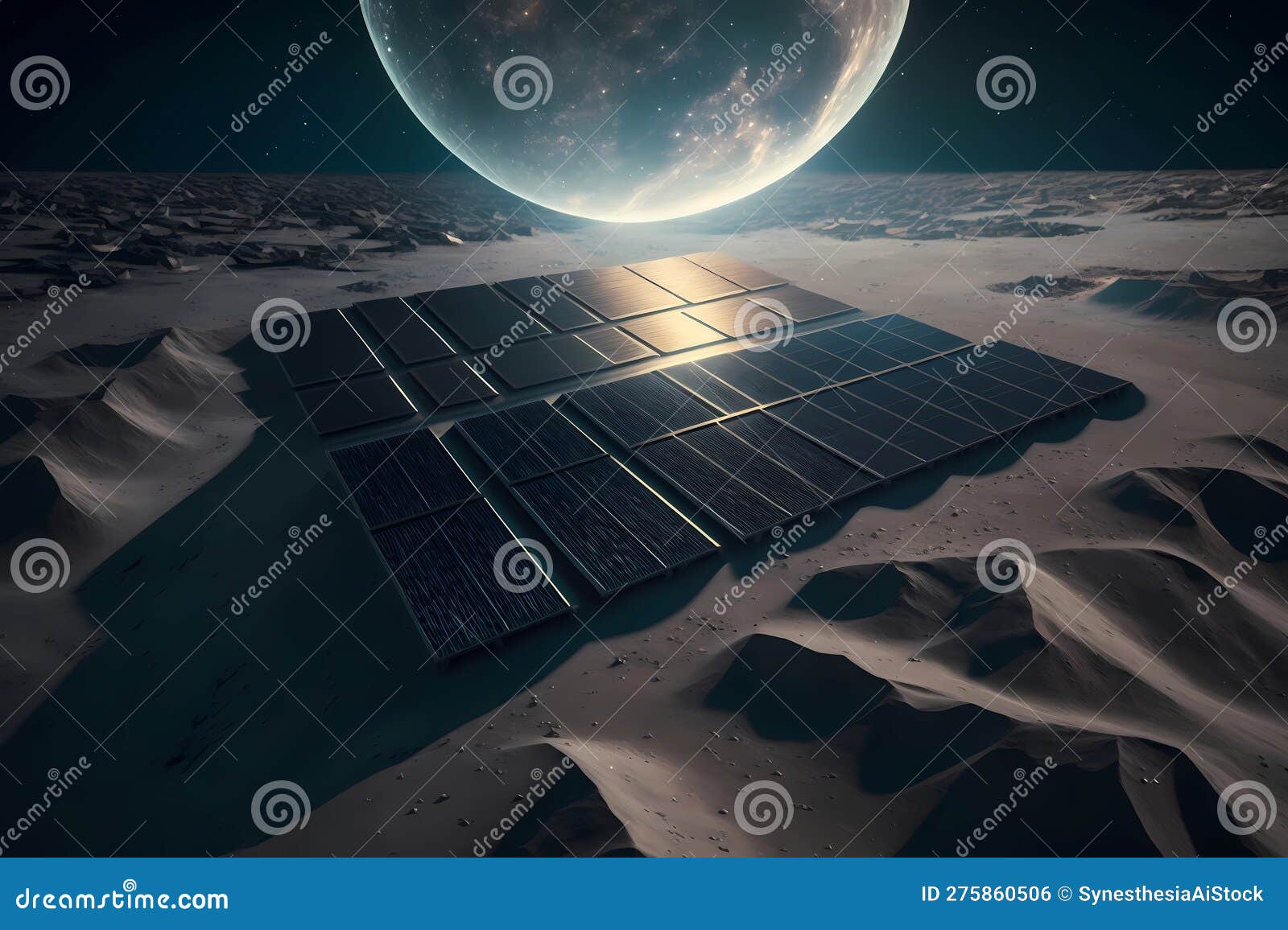 Solar Panel on the Moon Lunar. Eco Environmental Solution for Global ...