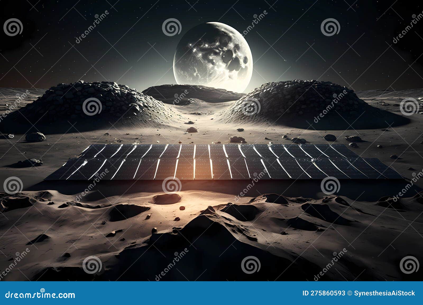 Solar Panel on the Moon Lunar. Eco Environmental Solution for Global ...