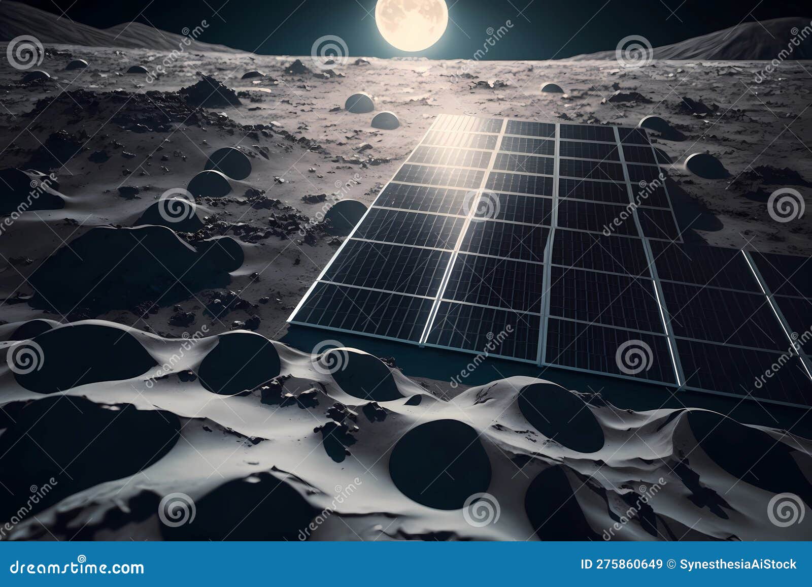 Solar Panel on the Moon Lunar. Eco Environmental Solution for Global ...