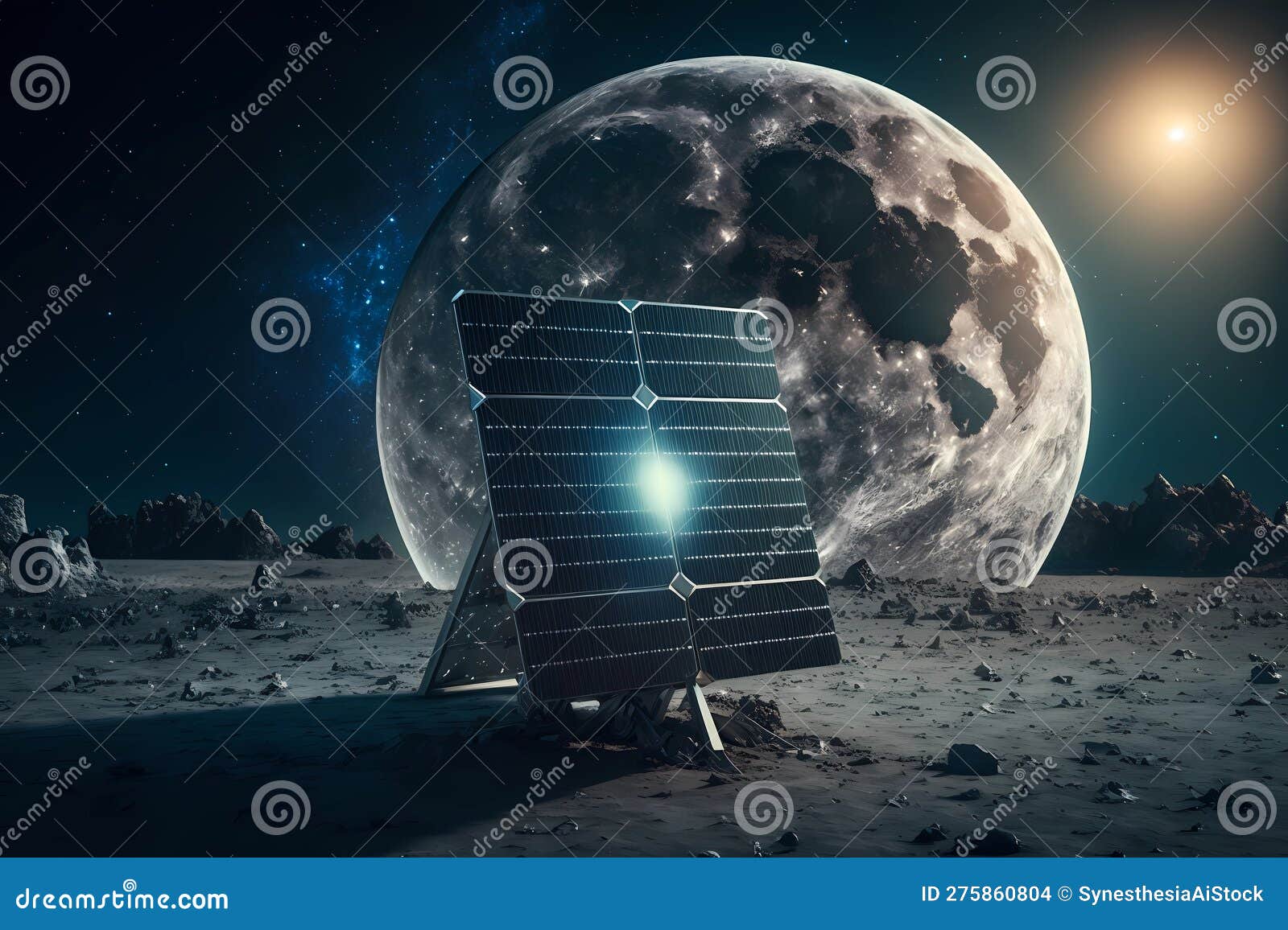 Solar Panel on the Moon Lunar. Eco Environmental Solution for Global ...