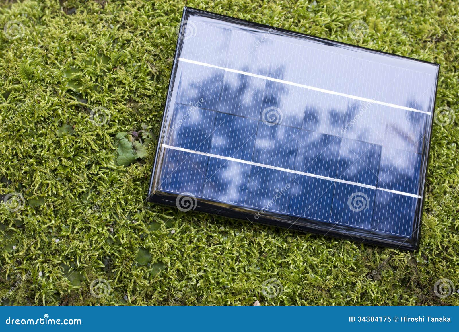 Solar panel on the moss stock image. Image of fuel, green - 34384175