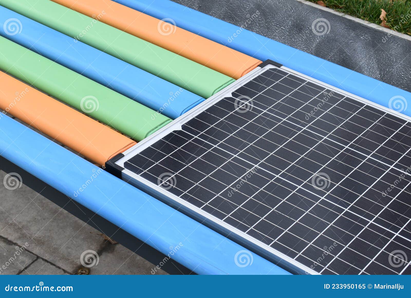 Solar Panel Mounted in a Bench Where People Sit, Modern Stock Image ...