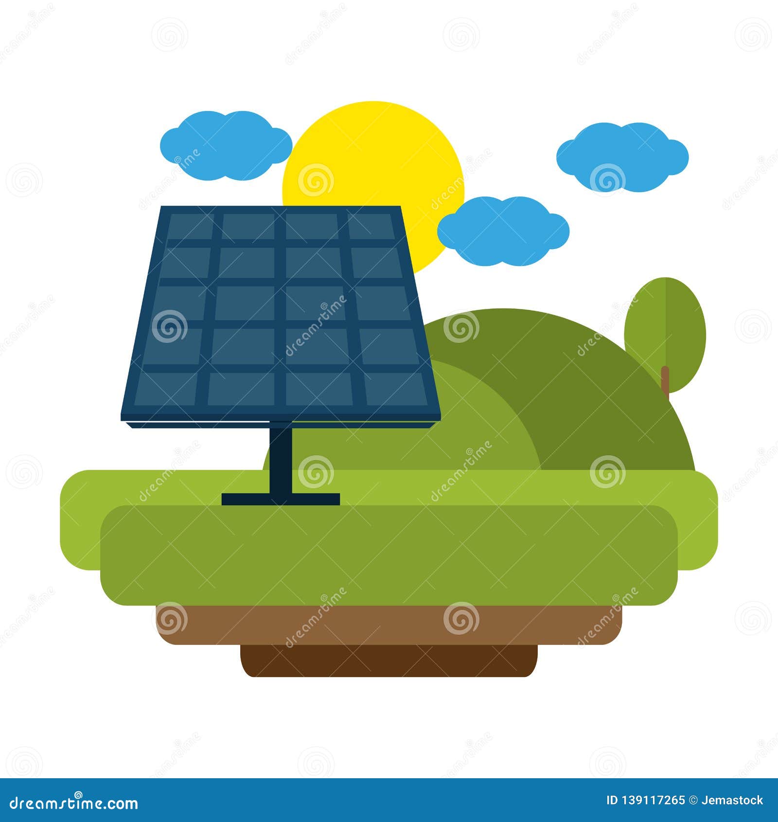 Solar Panel in Nature Landscape Stock Vector - Illustration of ecology ...