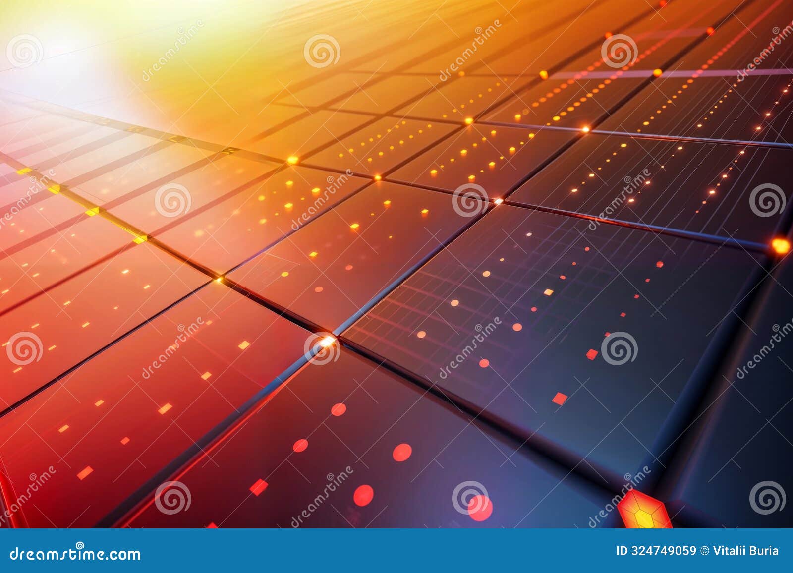 Solar Cell Network: Abstract View, Generative Ai Stock Illustration ...