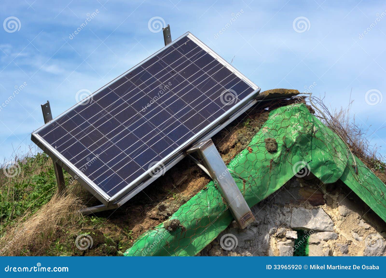 Solar Panel on Old Cabin Roof Stock Photo - Image of mountain, ecology ...