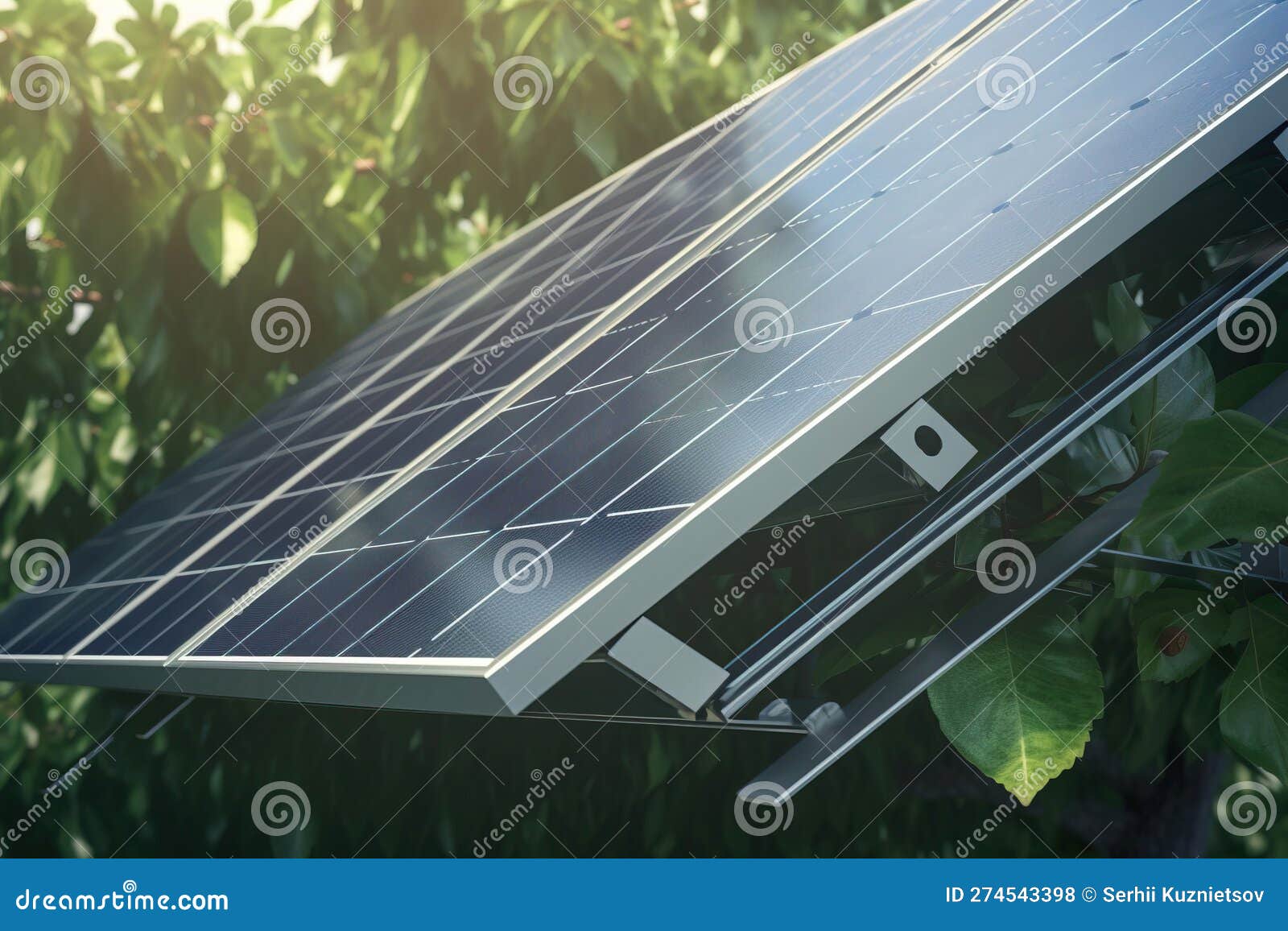 Solar Panel in an Orchard in Sun. Clean Technologies of Future. AI ...