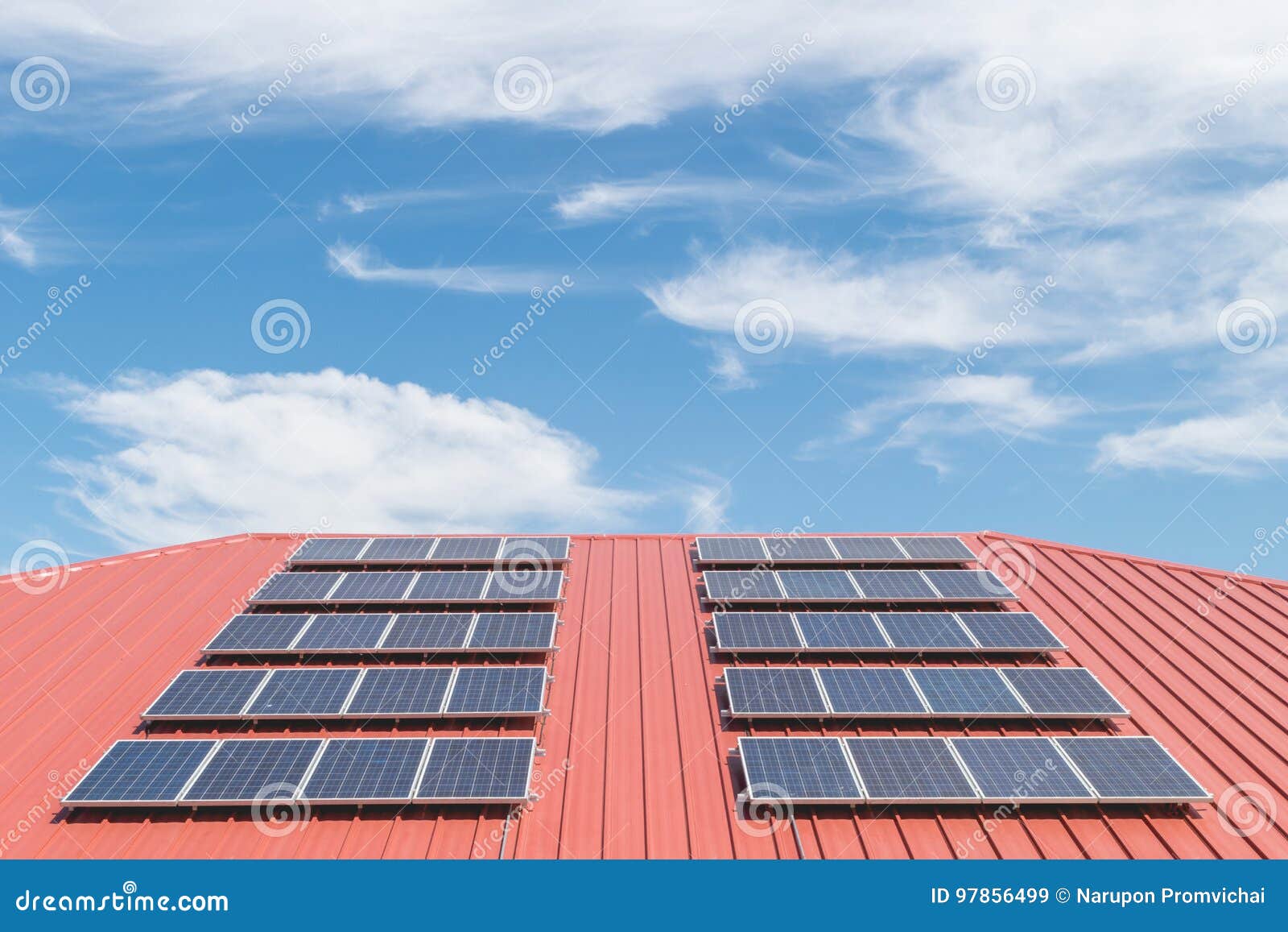 Solar Panel Pattern on Red Roof Tile. Stock Image - Image of home, farm ...