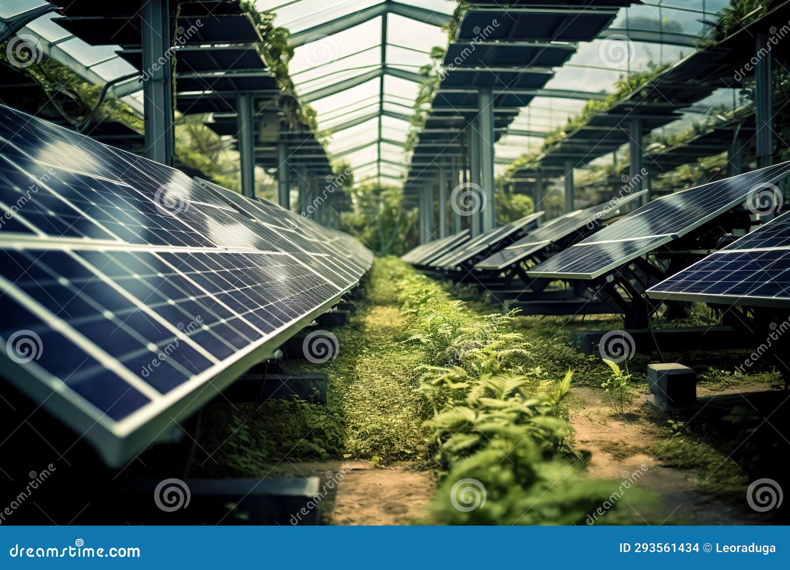 Solar panel plantation stock illustration. Illustration of energy ...
