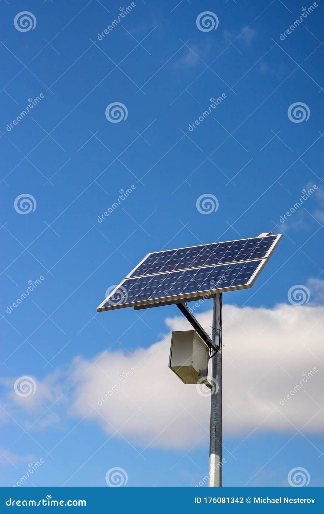 Solar Panel on the Post Produces Green, Environmentally Friendly Sun ...