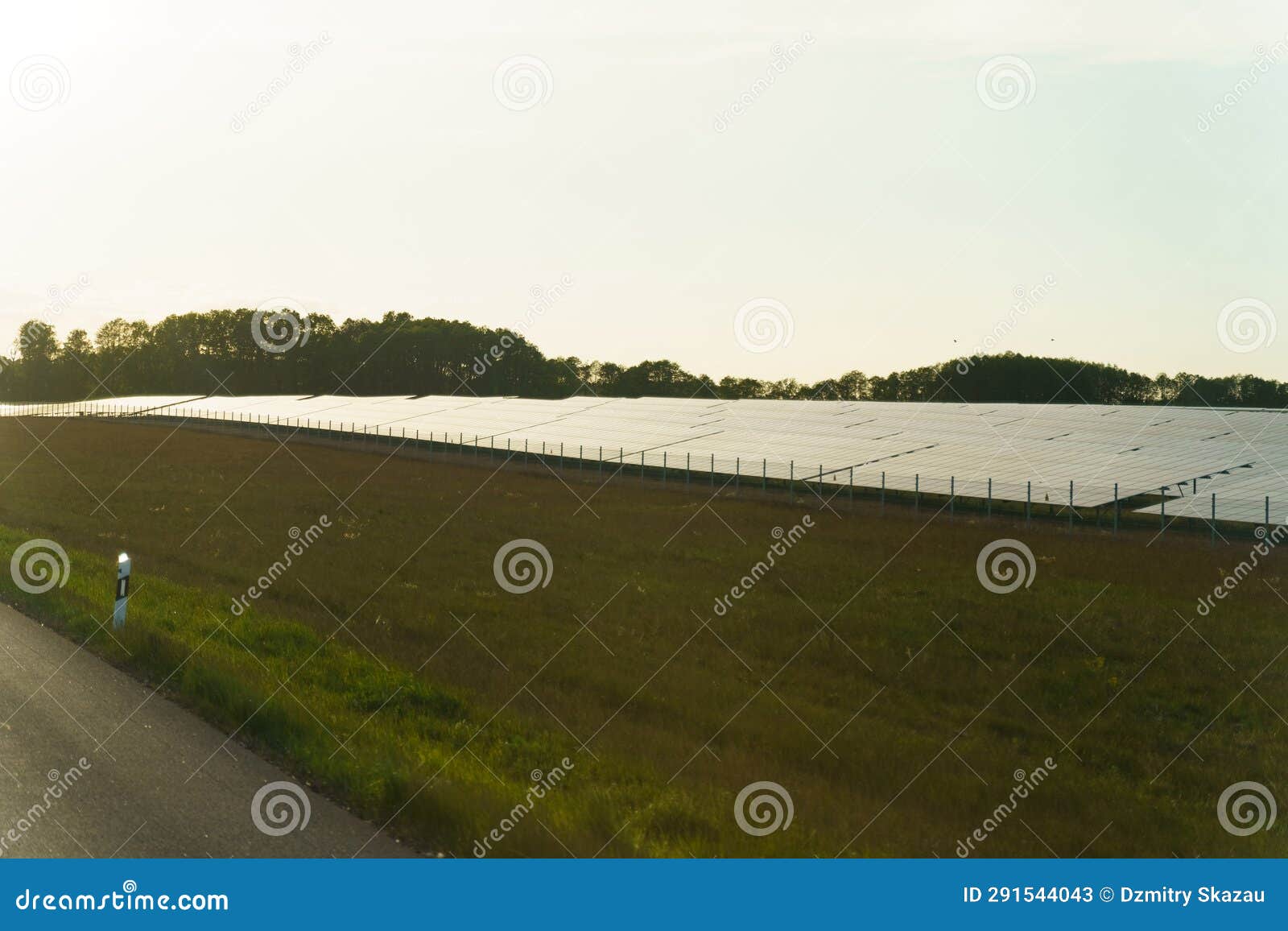 Solar Panel Power Plant in the Setting Sun in Germany. Stock Image ...