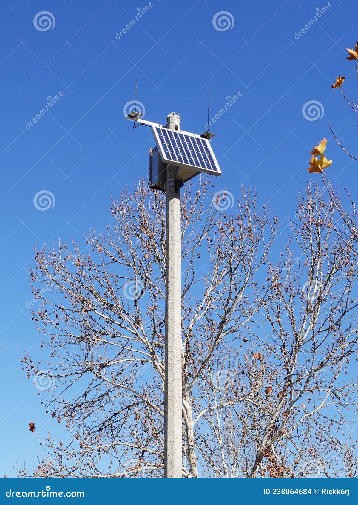 Solar Panel Powered Remote Utility Control Cabinet on Street Pole Stock ...
