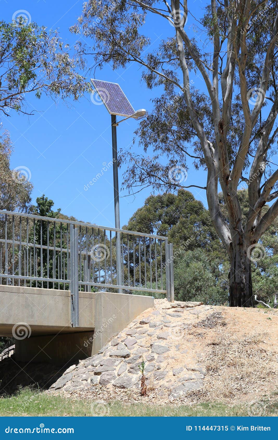 A Solar Panel Powers the Lighting on the Bridge of a Walking Track ...