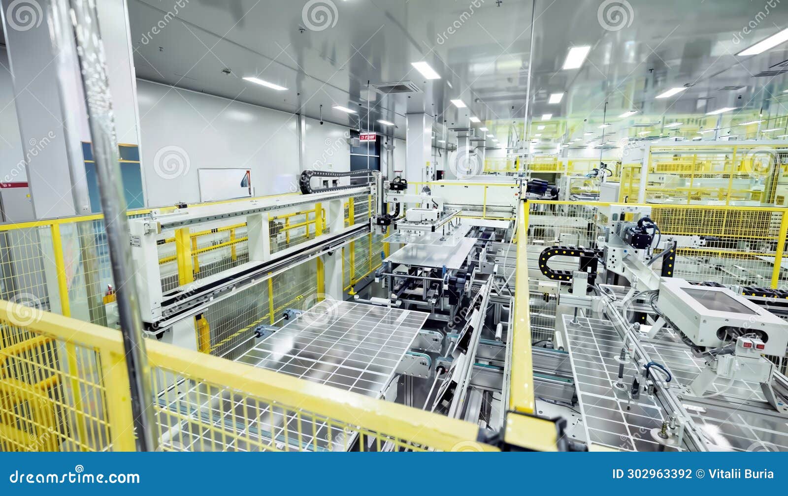 Solar Panel Production Line of the Plant. Modern Equipment. Stock Photo ...