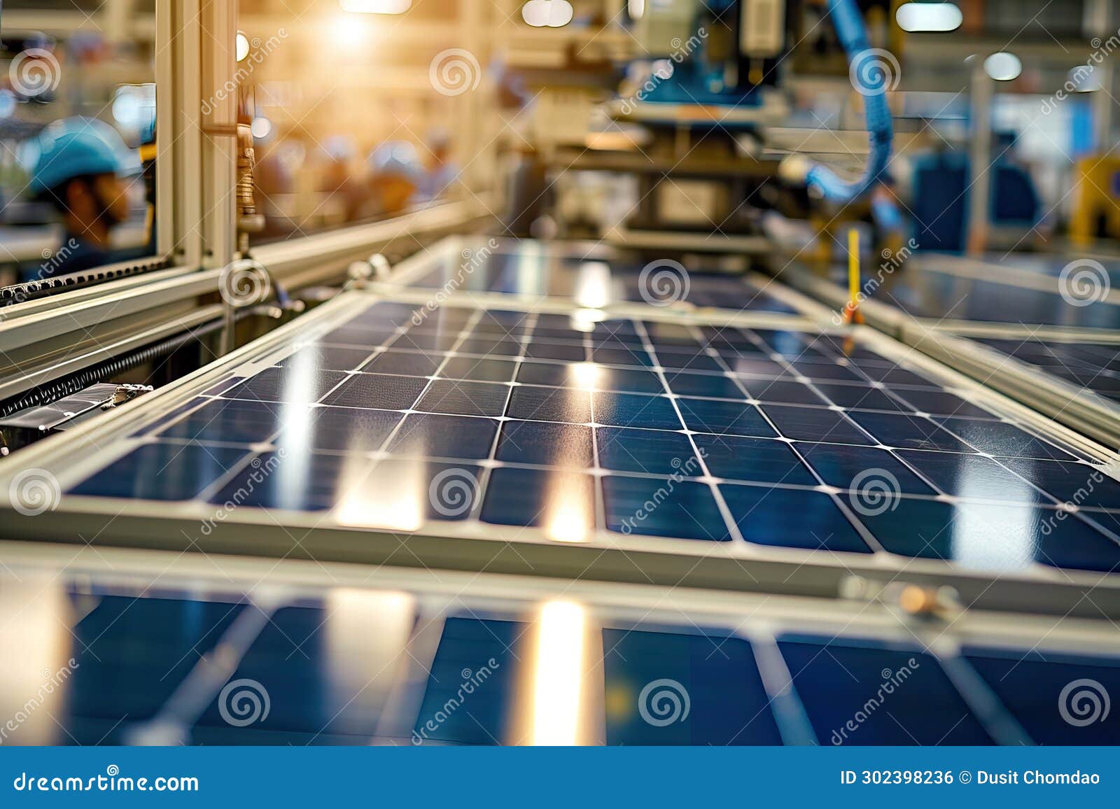 Solar Panel Production Process on Advanced Factory. Generative AI Stock ...