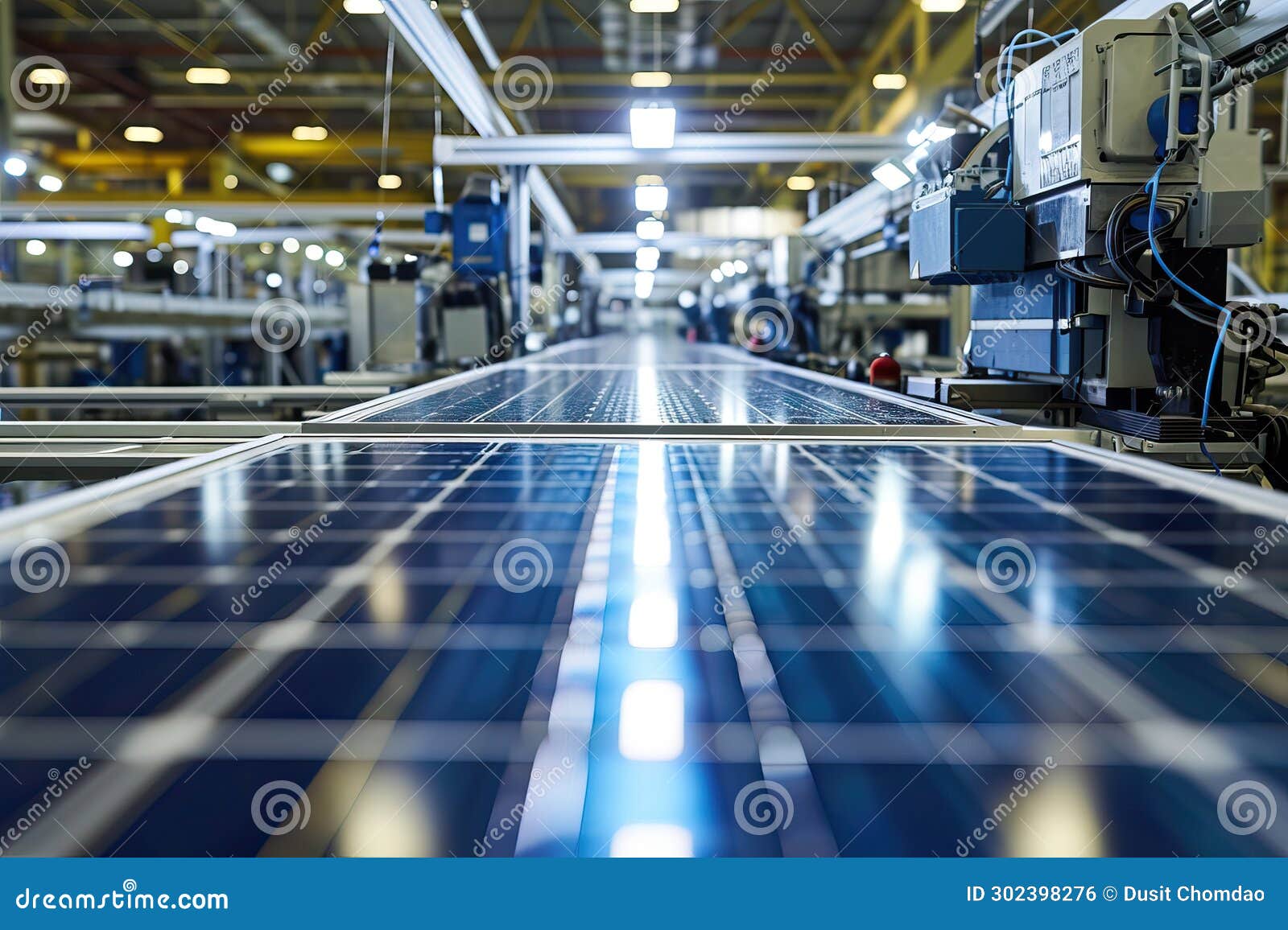 Solar Panel Production Process on Advanced Factory. Generative AI Stock ...