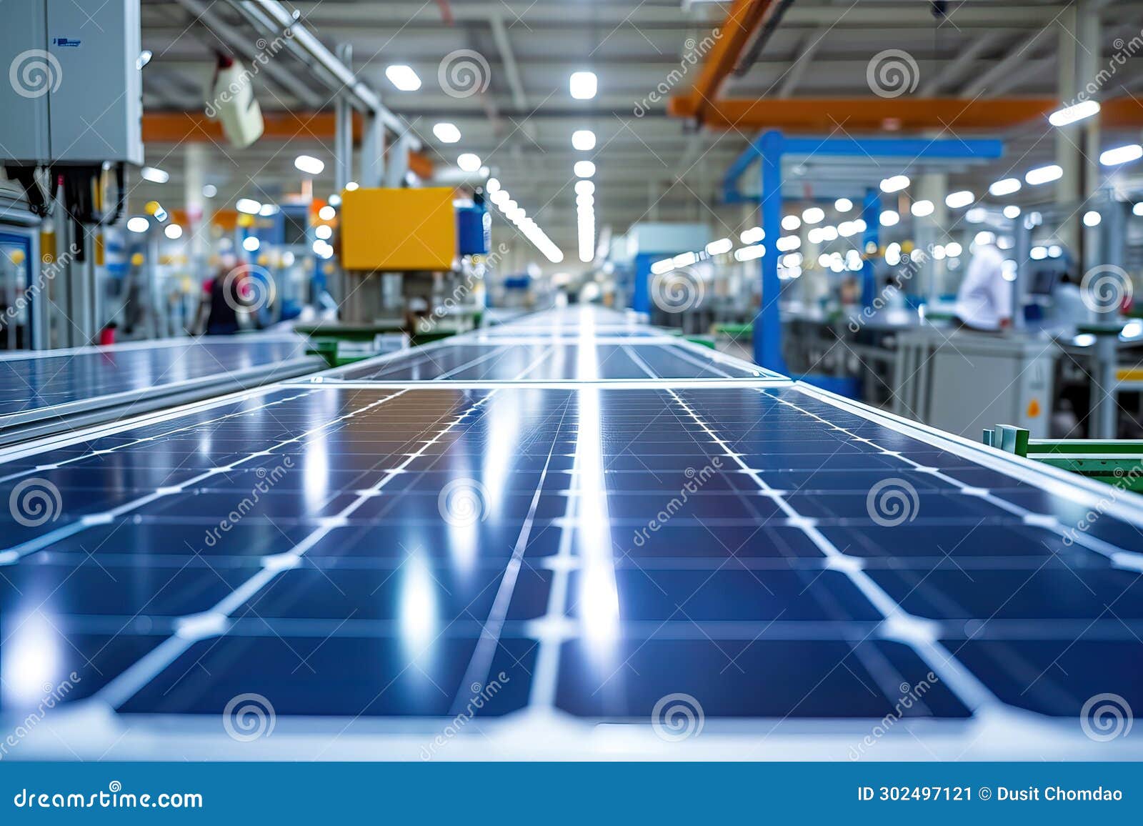 Solar Panel Production Process on Advanced Factory. Generative AI Stock ...