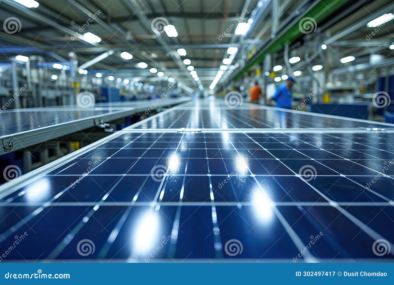 Solar Panel Production Process on Advanced Factory. Generative AI Stock ...