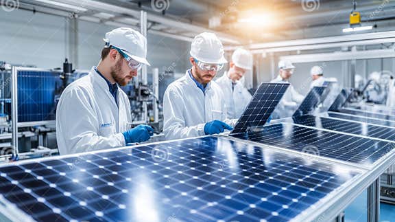Solar Panel Production Process in Cleanroom Environment Stock ...