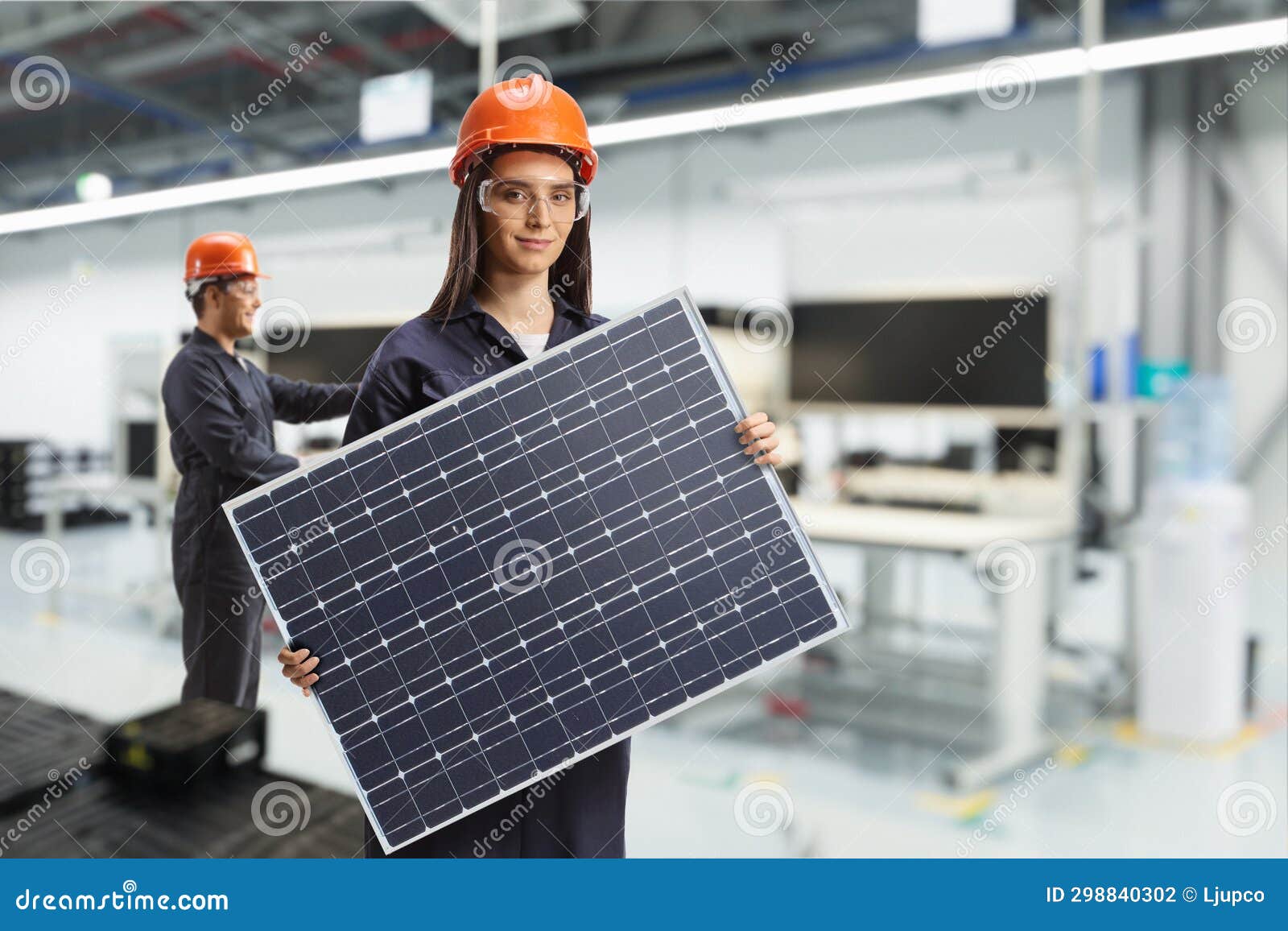 Solar Panel Production, Workers Inside a Factory Stock Photo - Image of ...