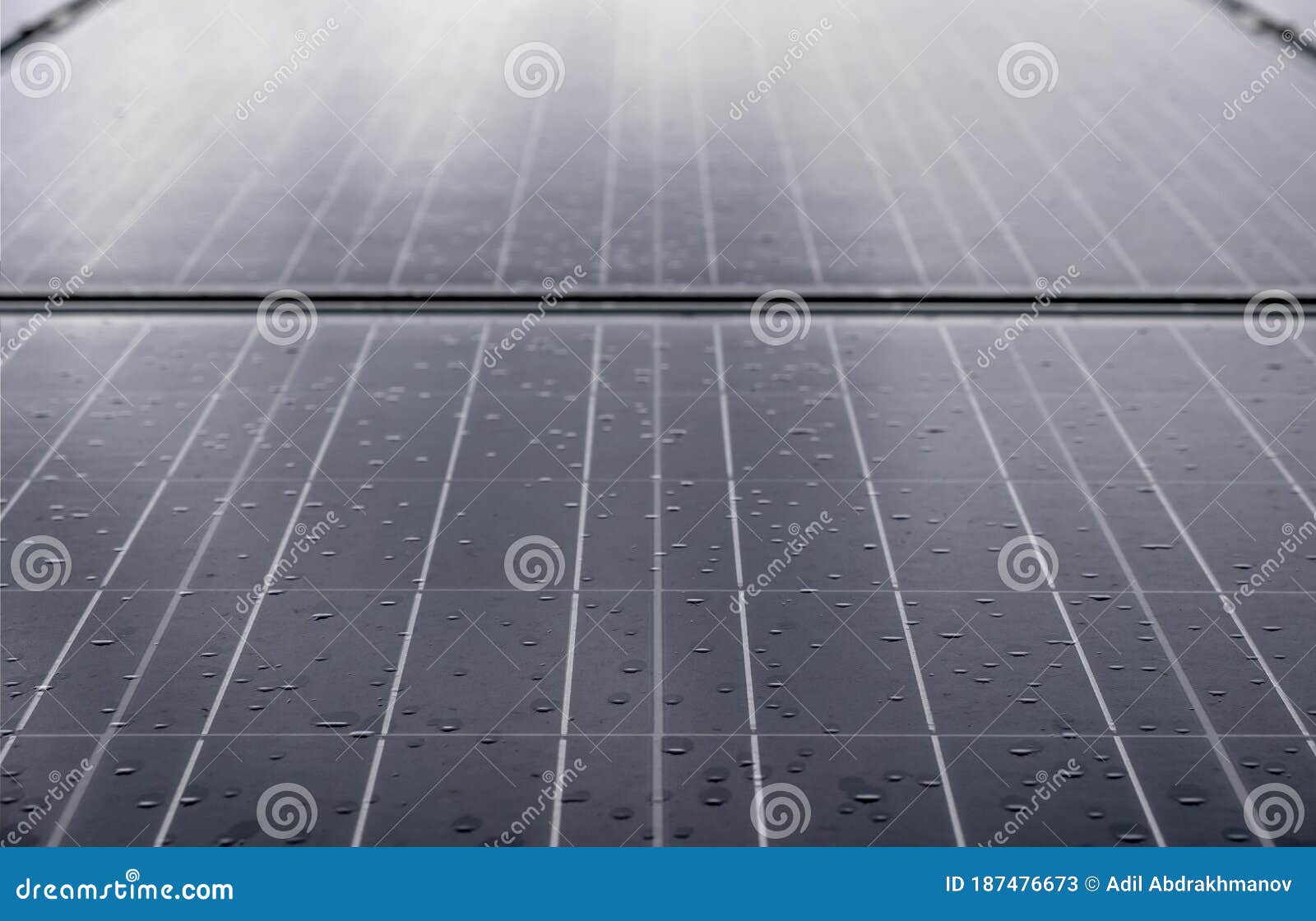 Solar Panel with Rain Drops on it. Stock Image - Image of industrial ...