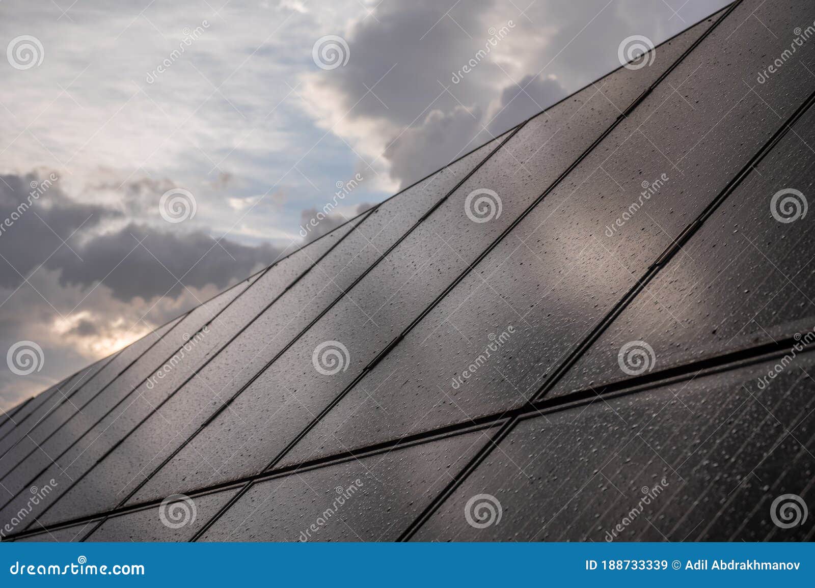 Solar Panel with Rain Drops on it. Stock Image - Image of renewable ...