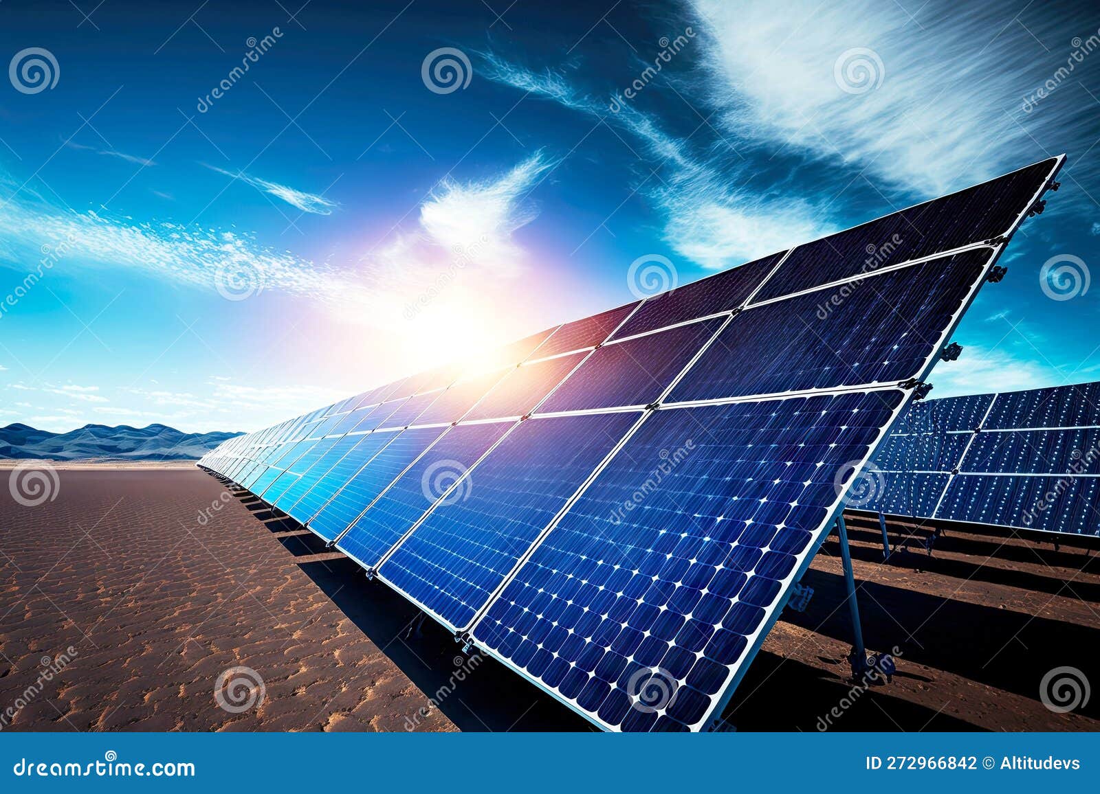 Solar Panel in Rays of Sun Science and Technology Stock Illustration ...