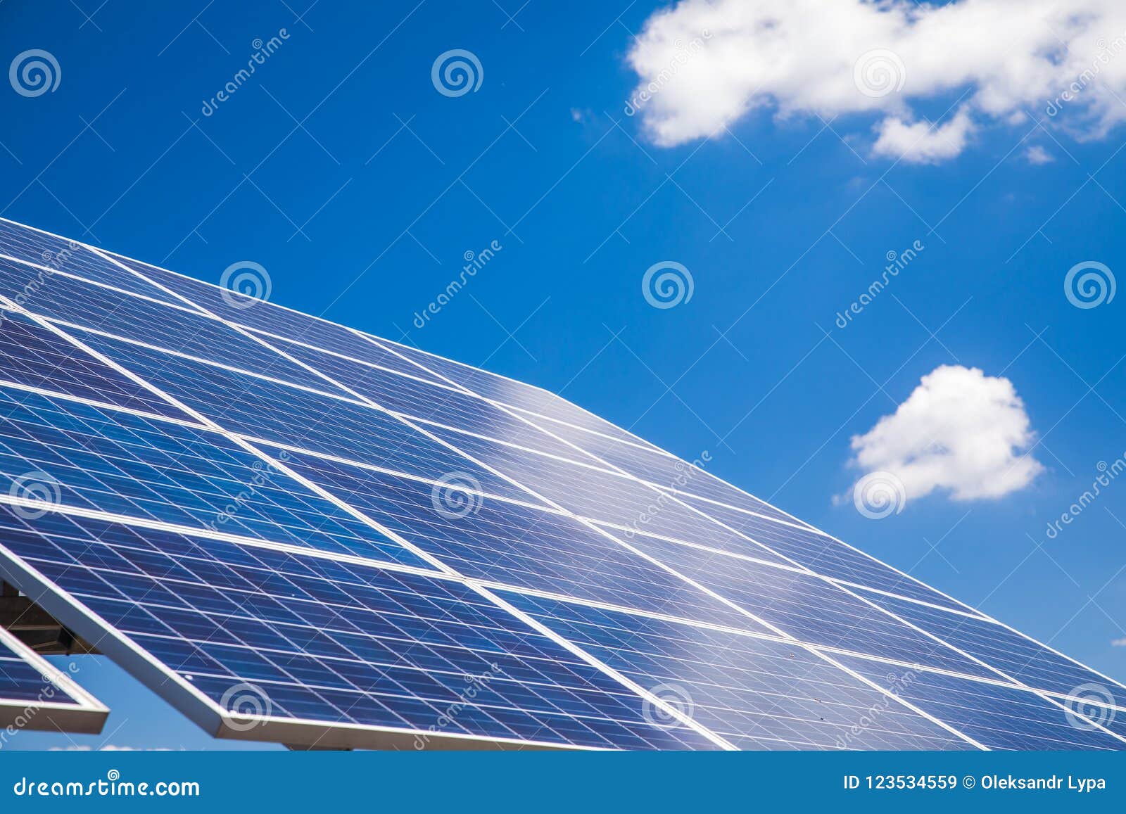 Solar Panel with Reflection of Blue Sky Stock Image - Image of future ...