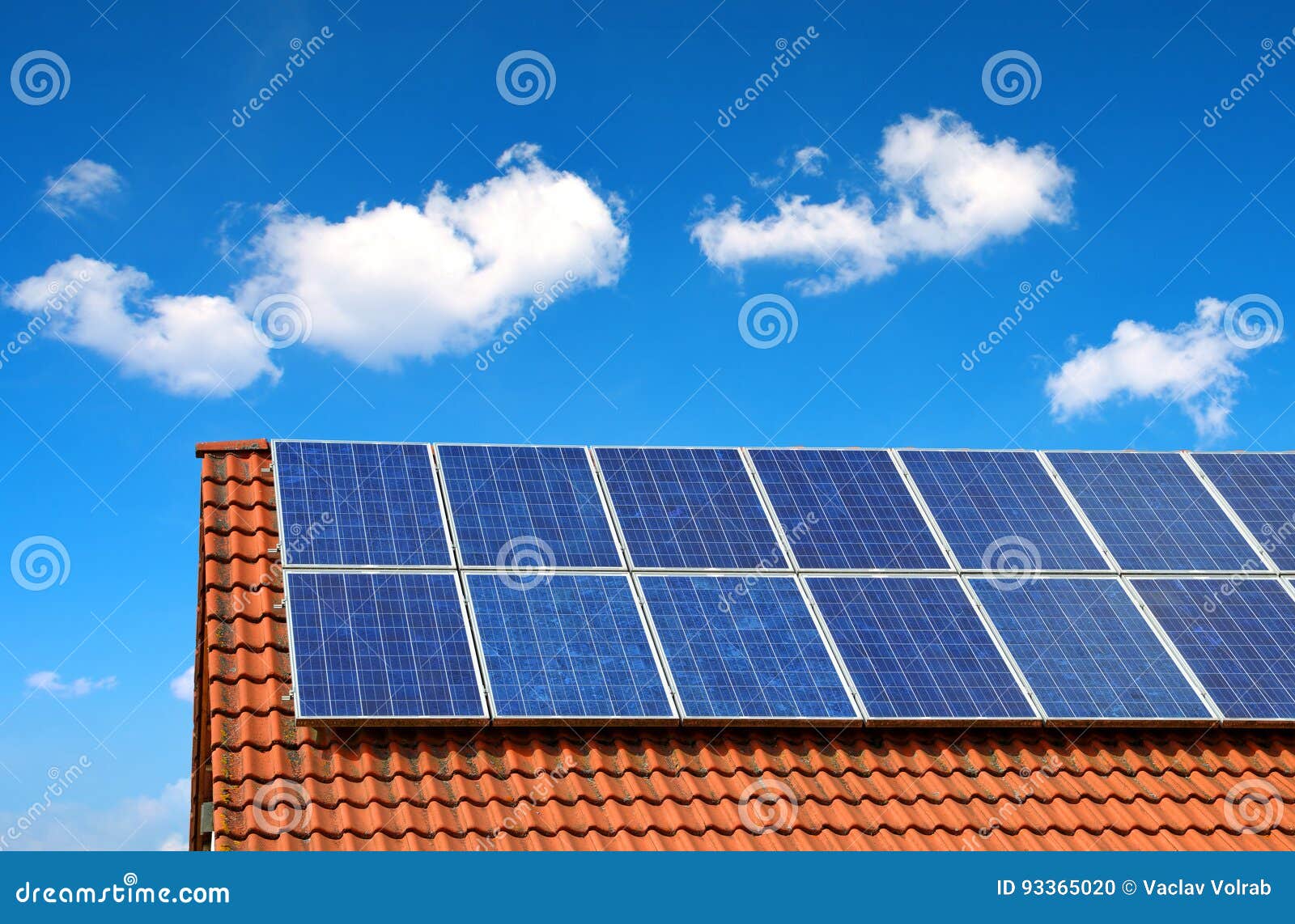 Solar Roof, Solar On The Roof, Top View Worker Installing A Solar Cell ...