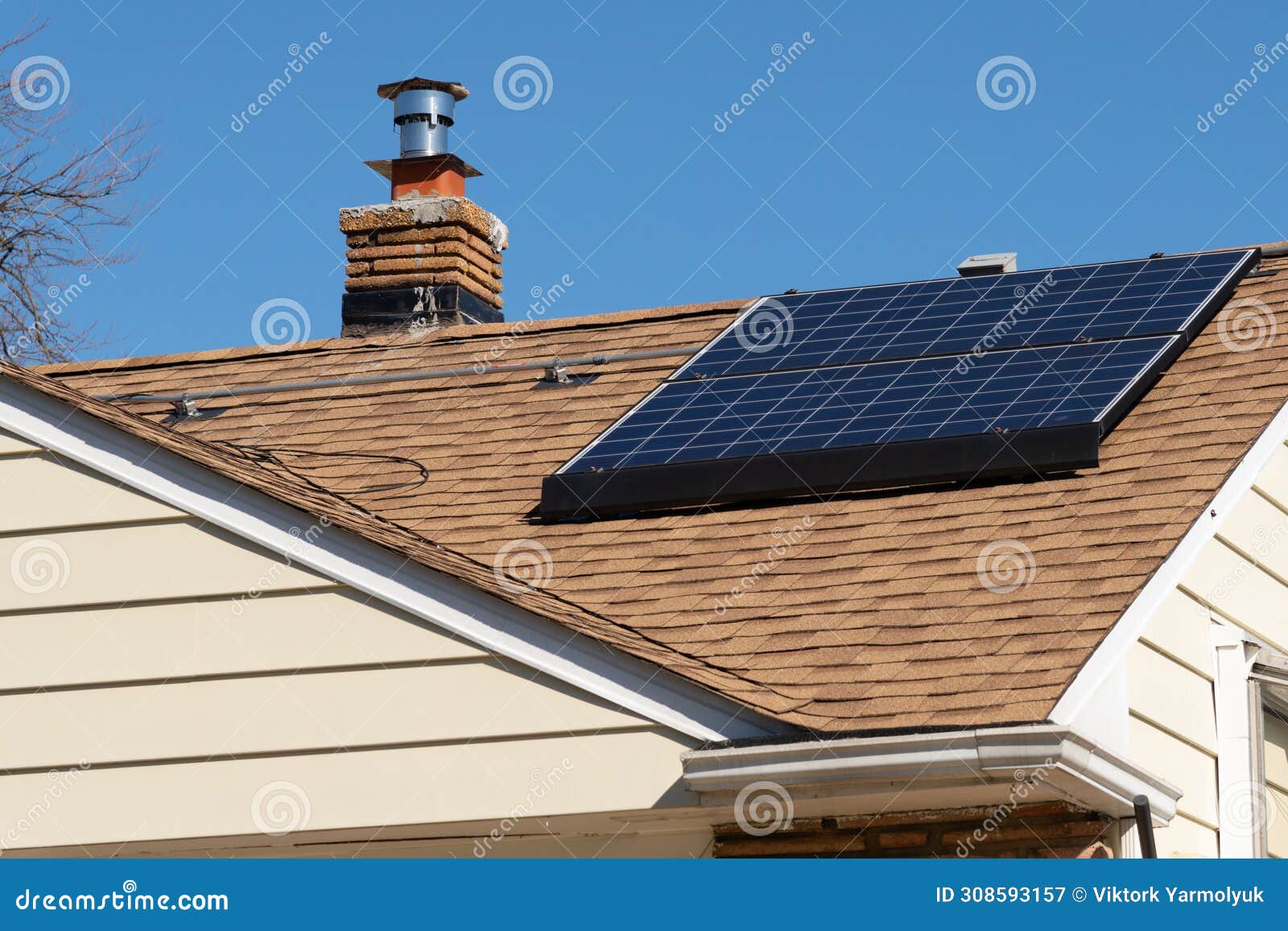 Solar Panel on the Roof of a House Stock Image - Image of electric ...
