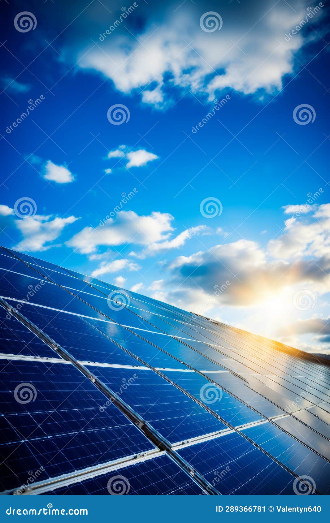 Solar Panel on Roof with the Sun Shining through the Clouds. Generative ...