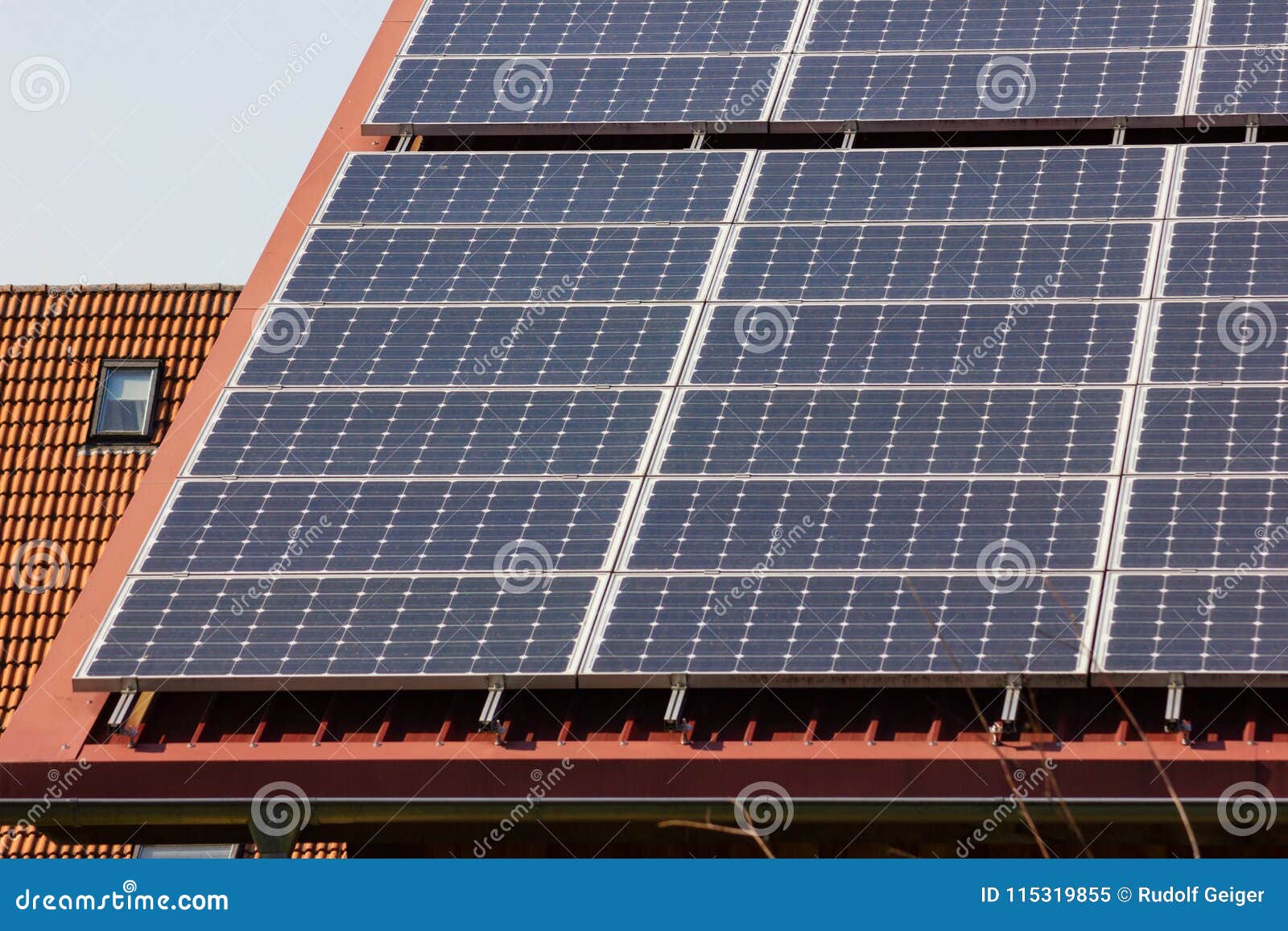 Solar panel on rooftop stock image. Image of energy - 115319855
