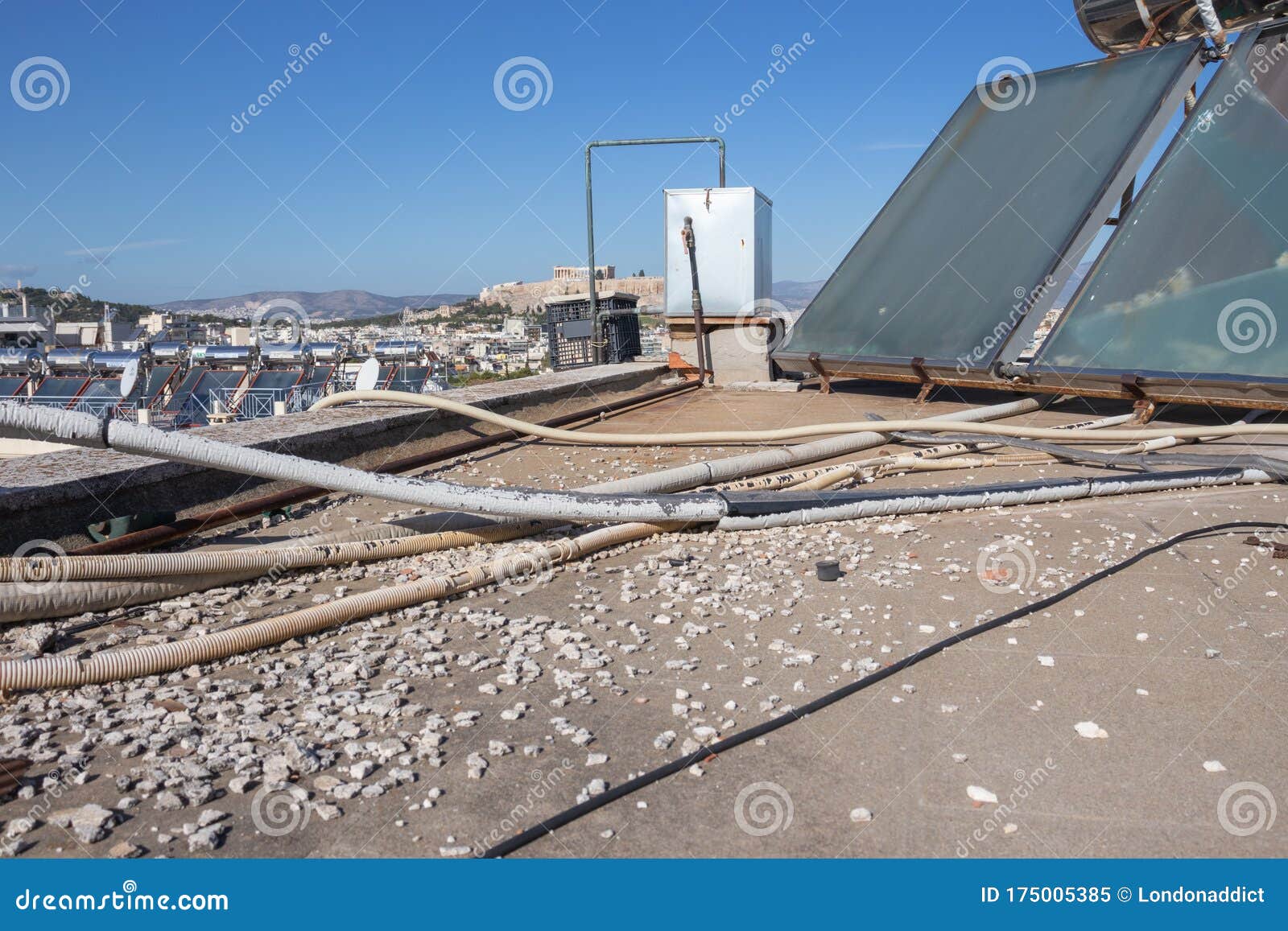 Broken Solar Panel with Pipes and Hoses Stock Image - Image of hose ...