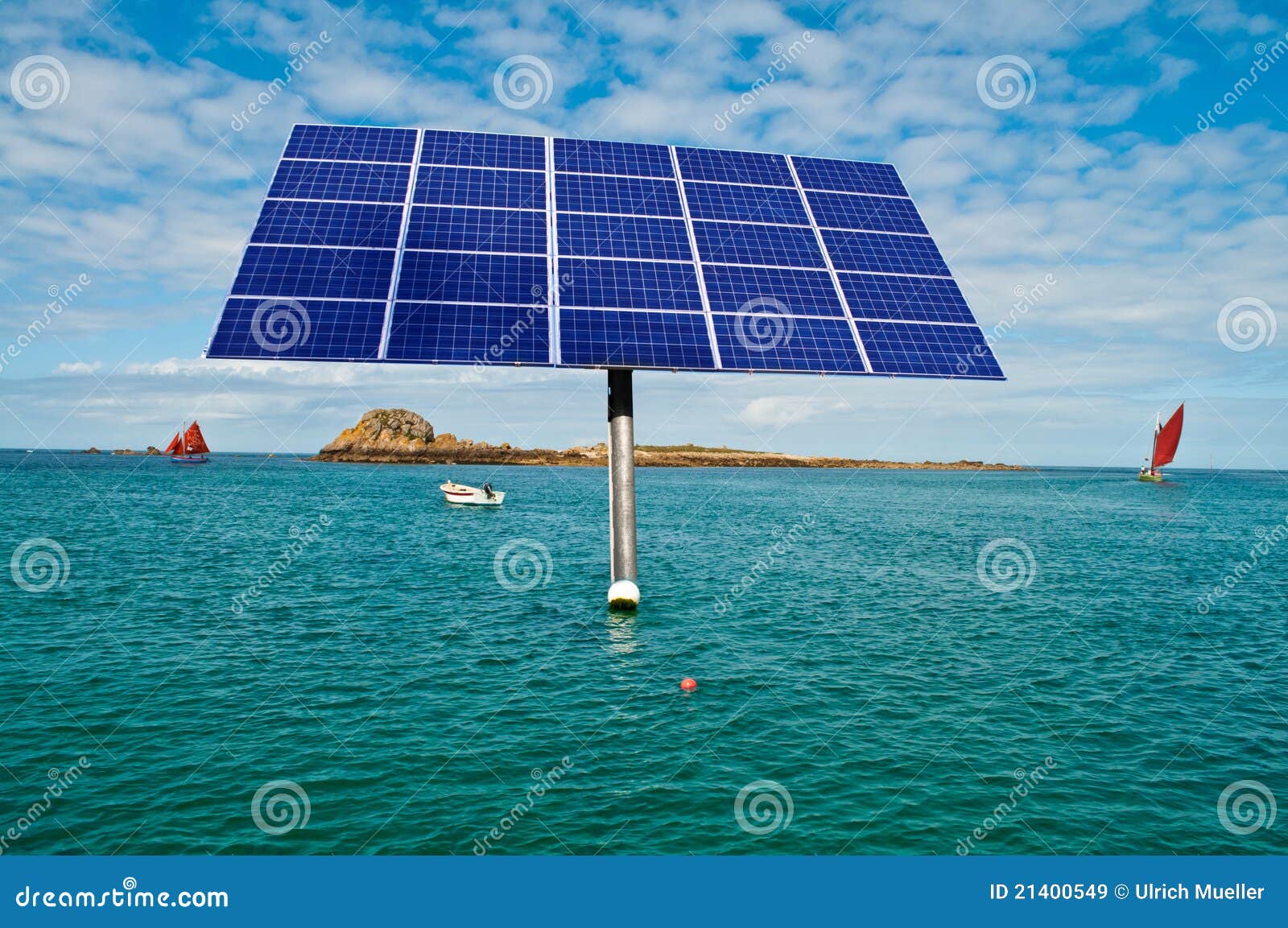 Solar panel in the sea stock image. Image of heat, energy - 21400549