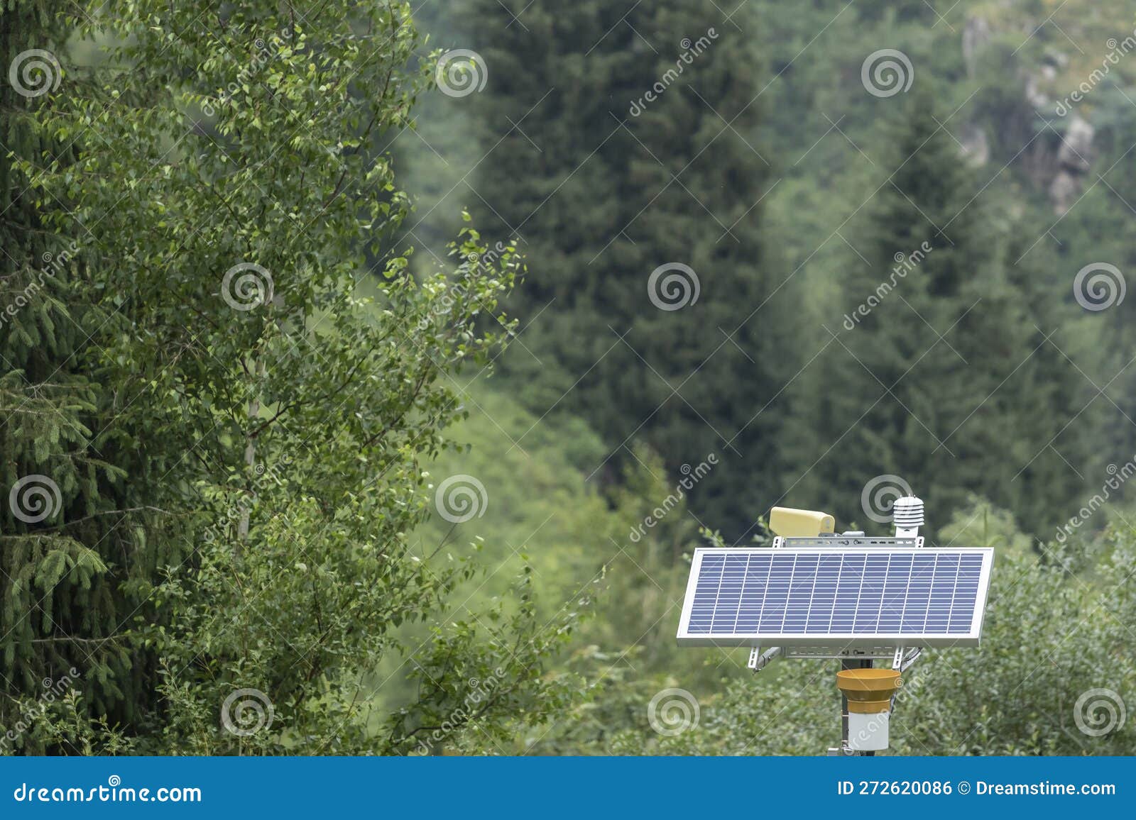 Solar Panel with Sensors in a Forest Area Stock Photo - Image of heat ...