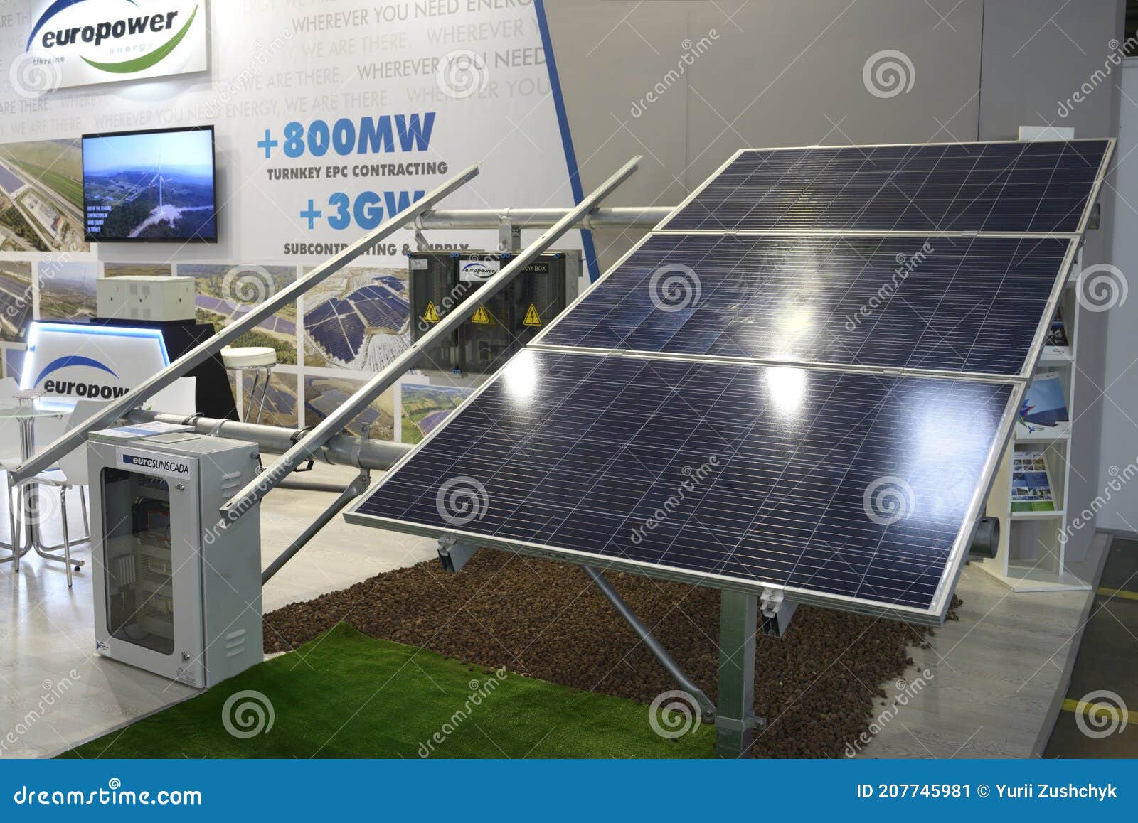 Solar Panel Set on a Stand during Exhibition Editorial Photo - Image of ...
