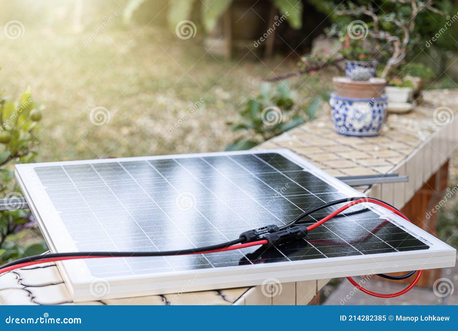Solar Panel Setting Up in Garden Stock Image - Image of industry ...